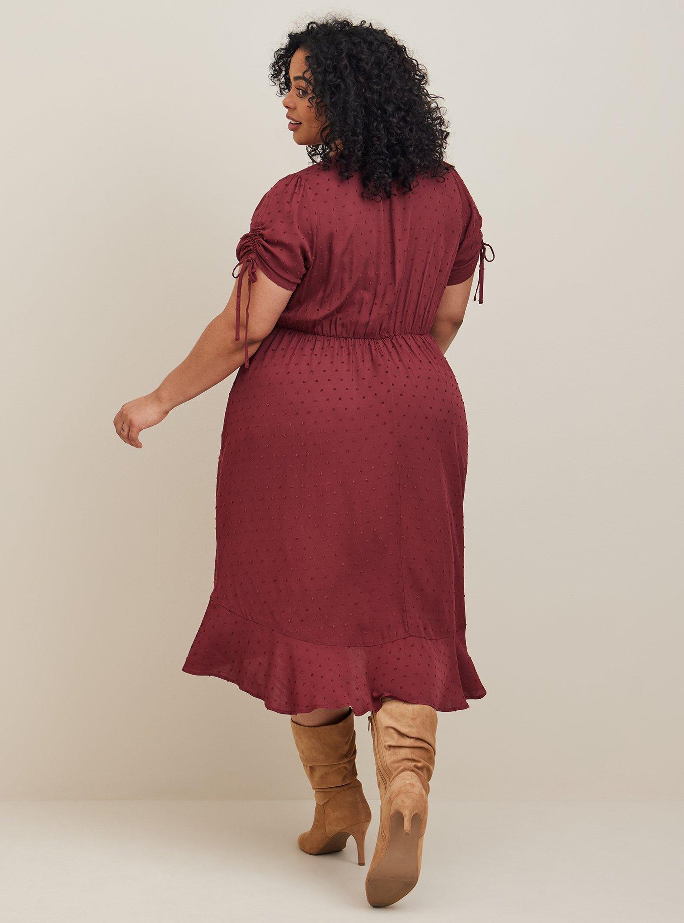 Plus Size - Midi Swiss Linen Surplice Dress - Torrid