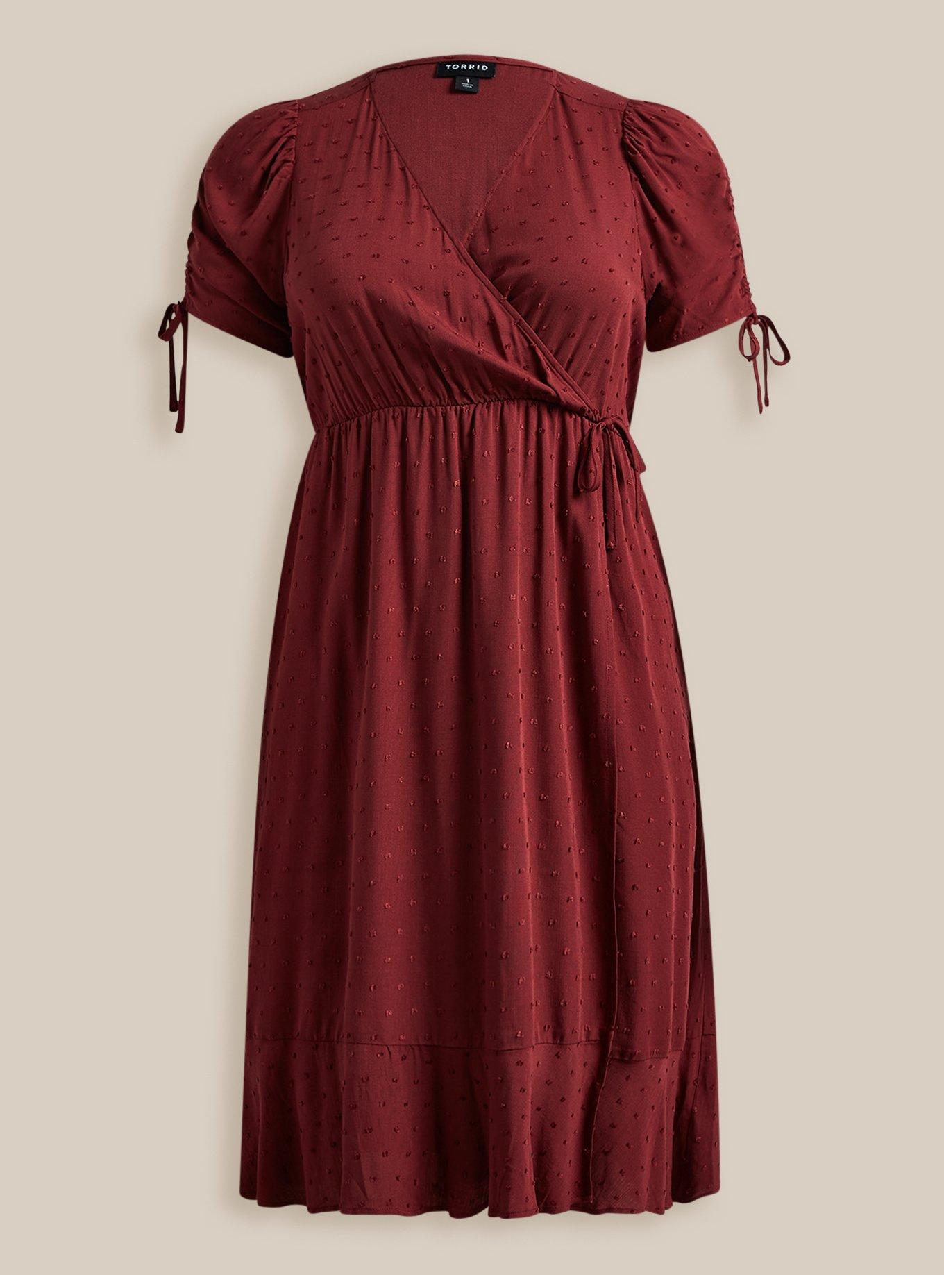 Plus Size - Midi Swiss Linen Surplice Dress - Torrid