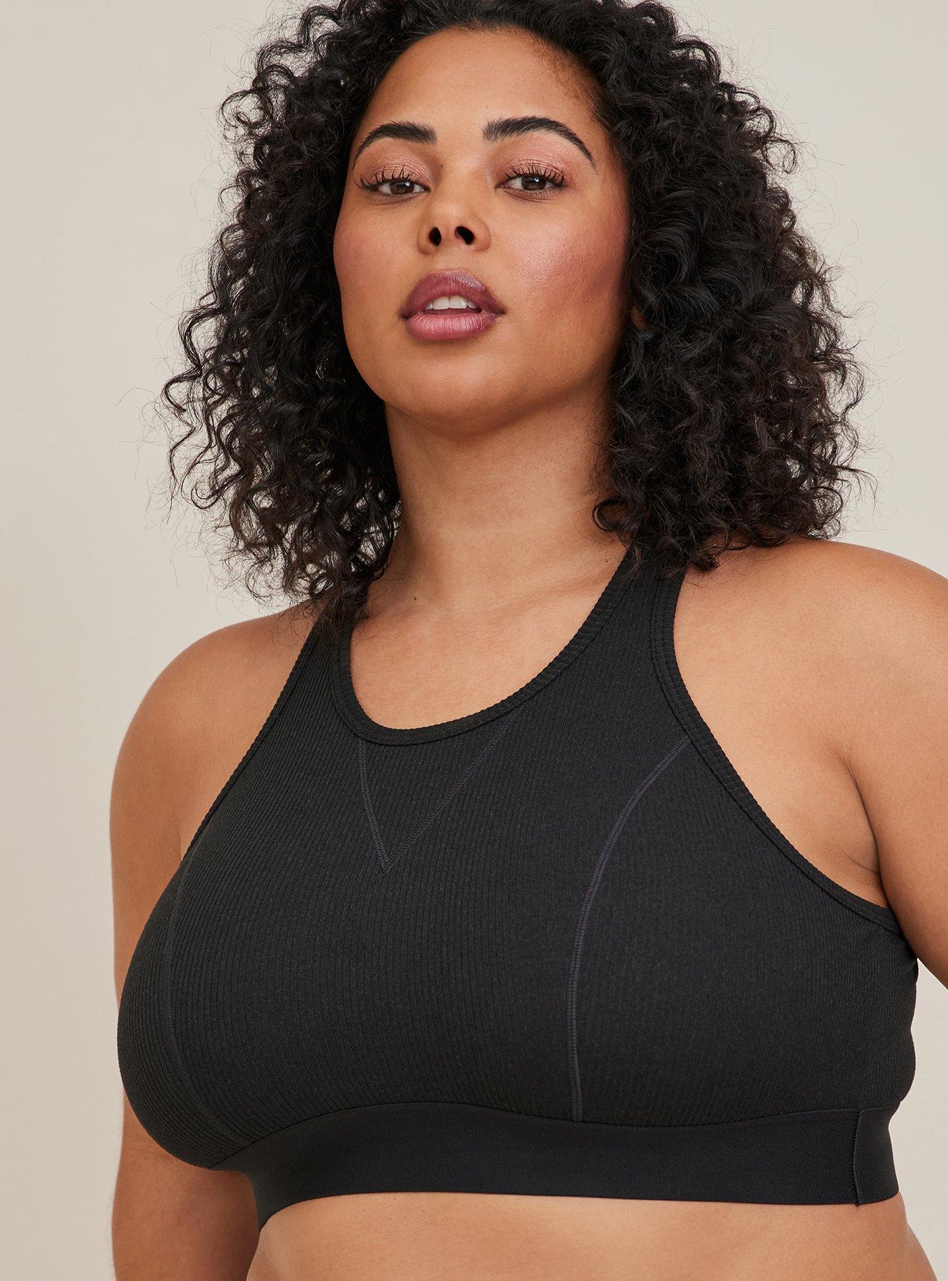 Plus Size - Lightly Lined Cotton Rib High Neck Bralette - Torrid
