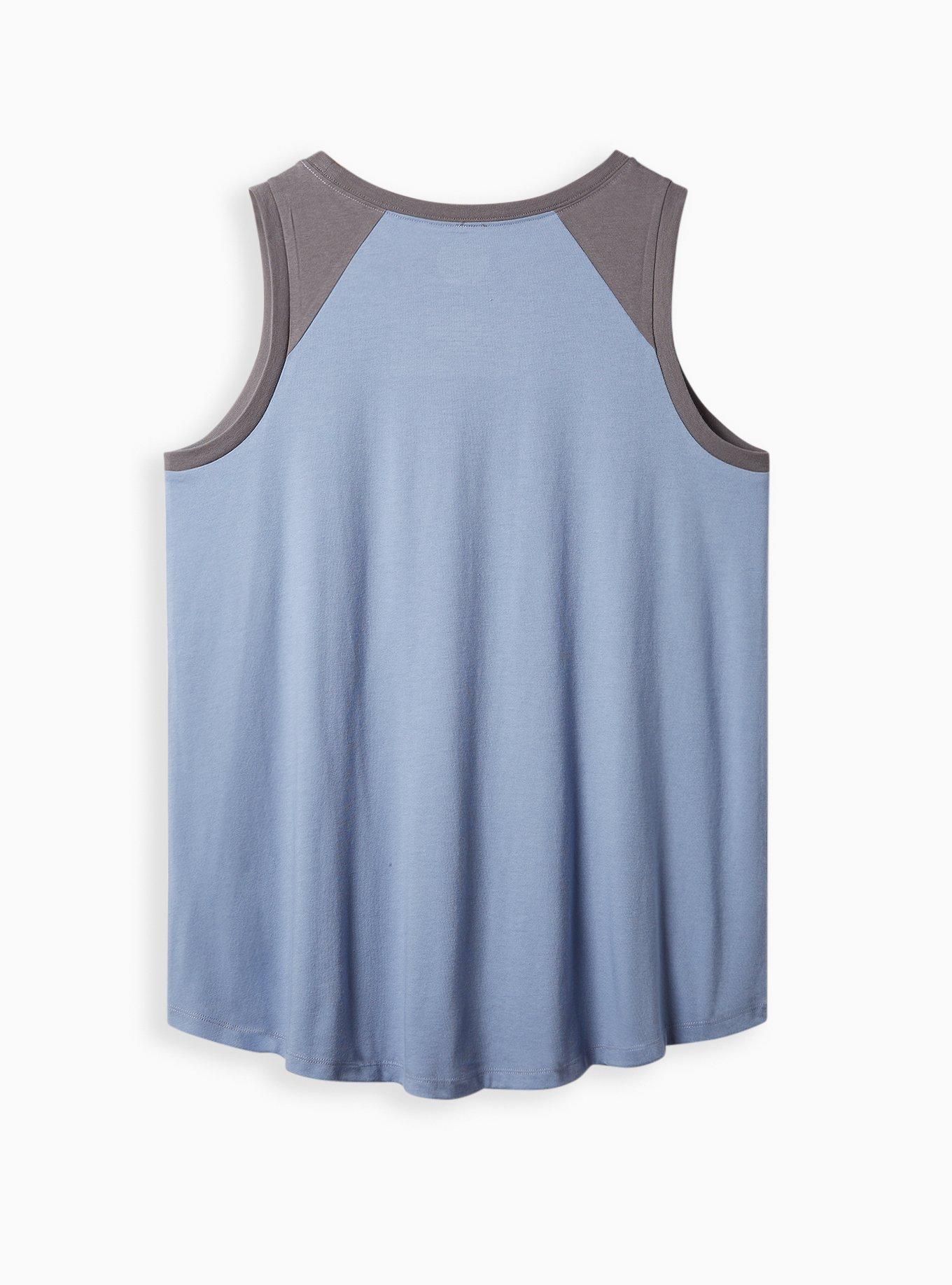 Plus Size - Classic Fit Raglan Tank - Cotton Blue Beatles - Torrid