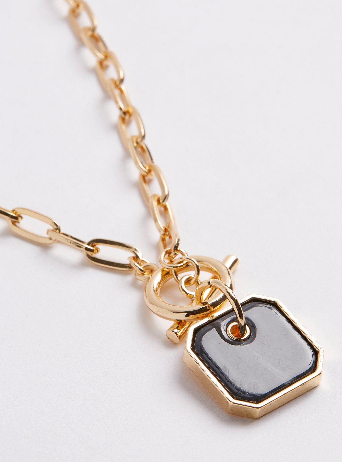 Plus Size - Enamel Tag Link Necklace - Torrid
