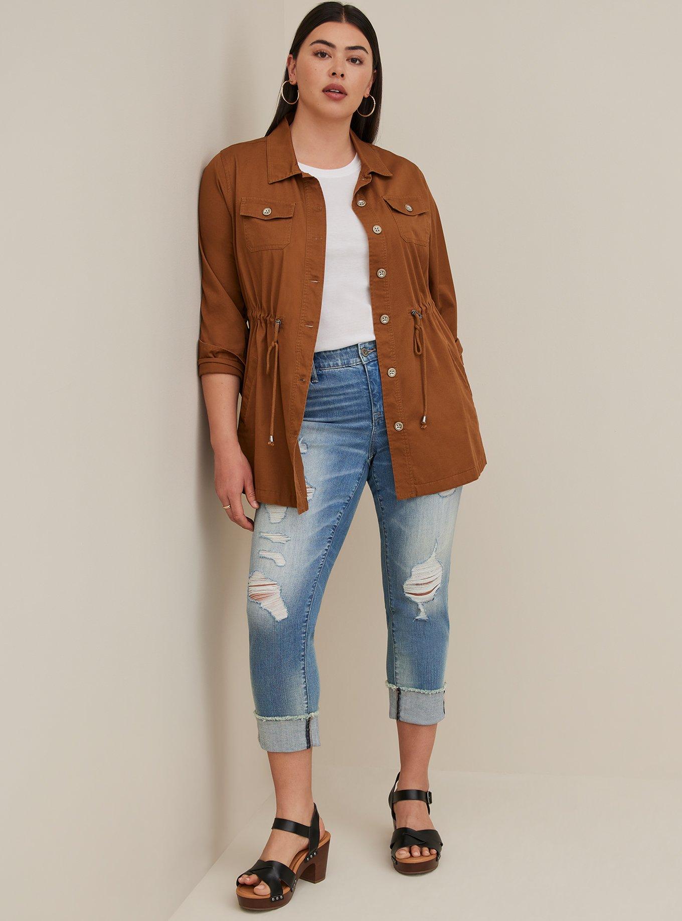 Plus Size - Twill Long Line Shacket - Torrid