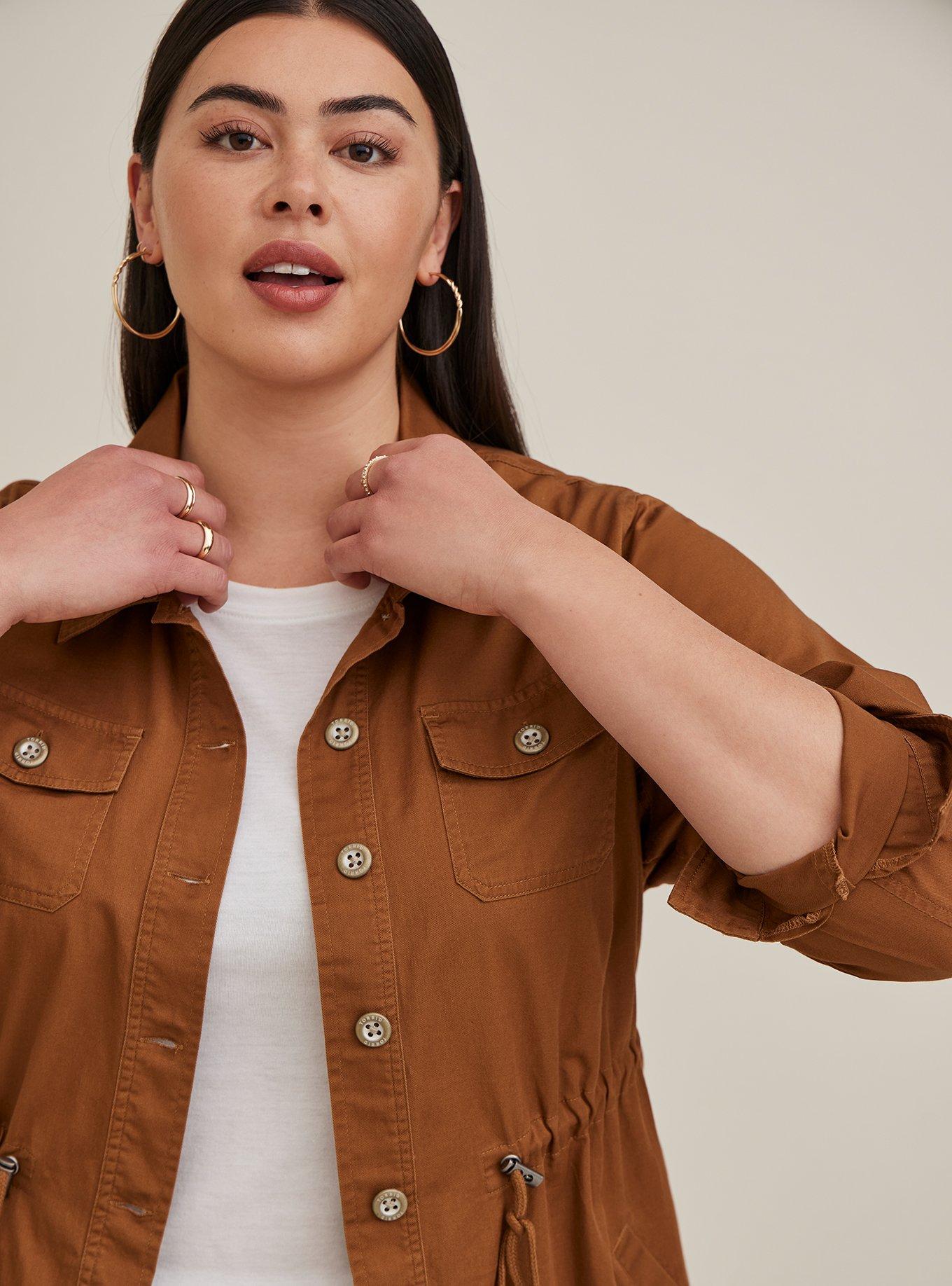 Plus Size - Twill Long Line Shacket - Torrid