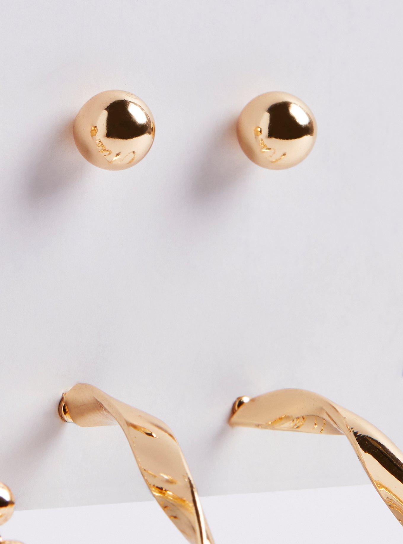 Plus Size - Stud & Textured Hoop Set of 6 - Gold Tone - Torrid