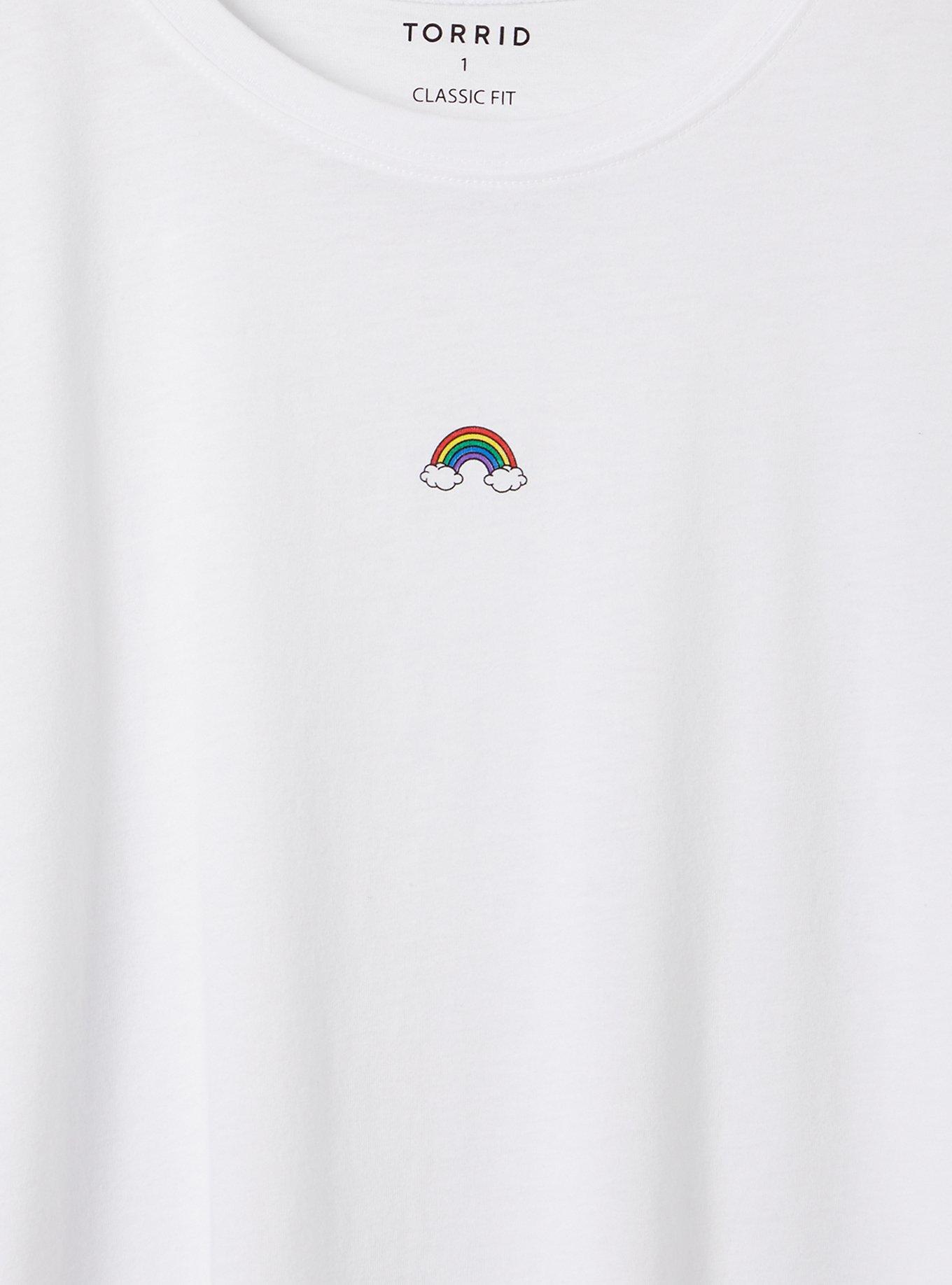Plus Size - Everyday Tee - Signature Jersey Micro Rainbow White - Torrid