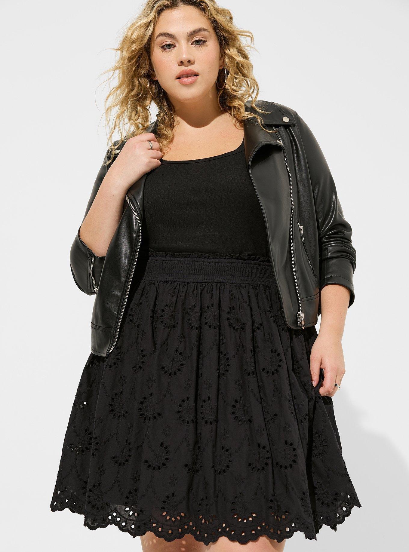 Plus Size - Mini Embroidered Cotton Smocked Ruffle Skirt - Torrid