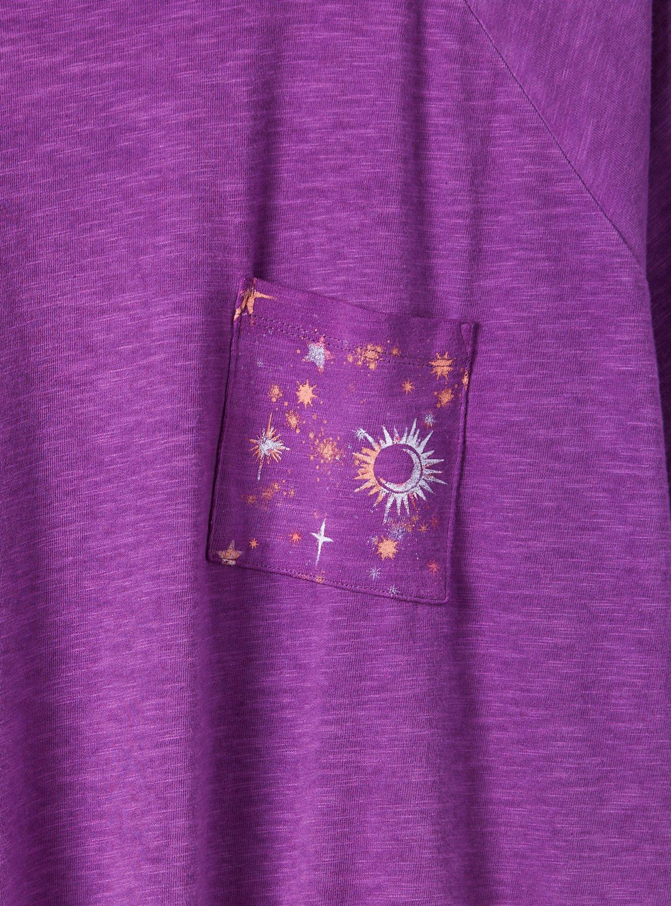 Plus Size - Classic Fit Pocket Raglan Tee - Super Soft Stars Purple ...