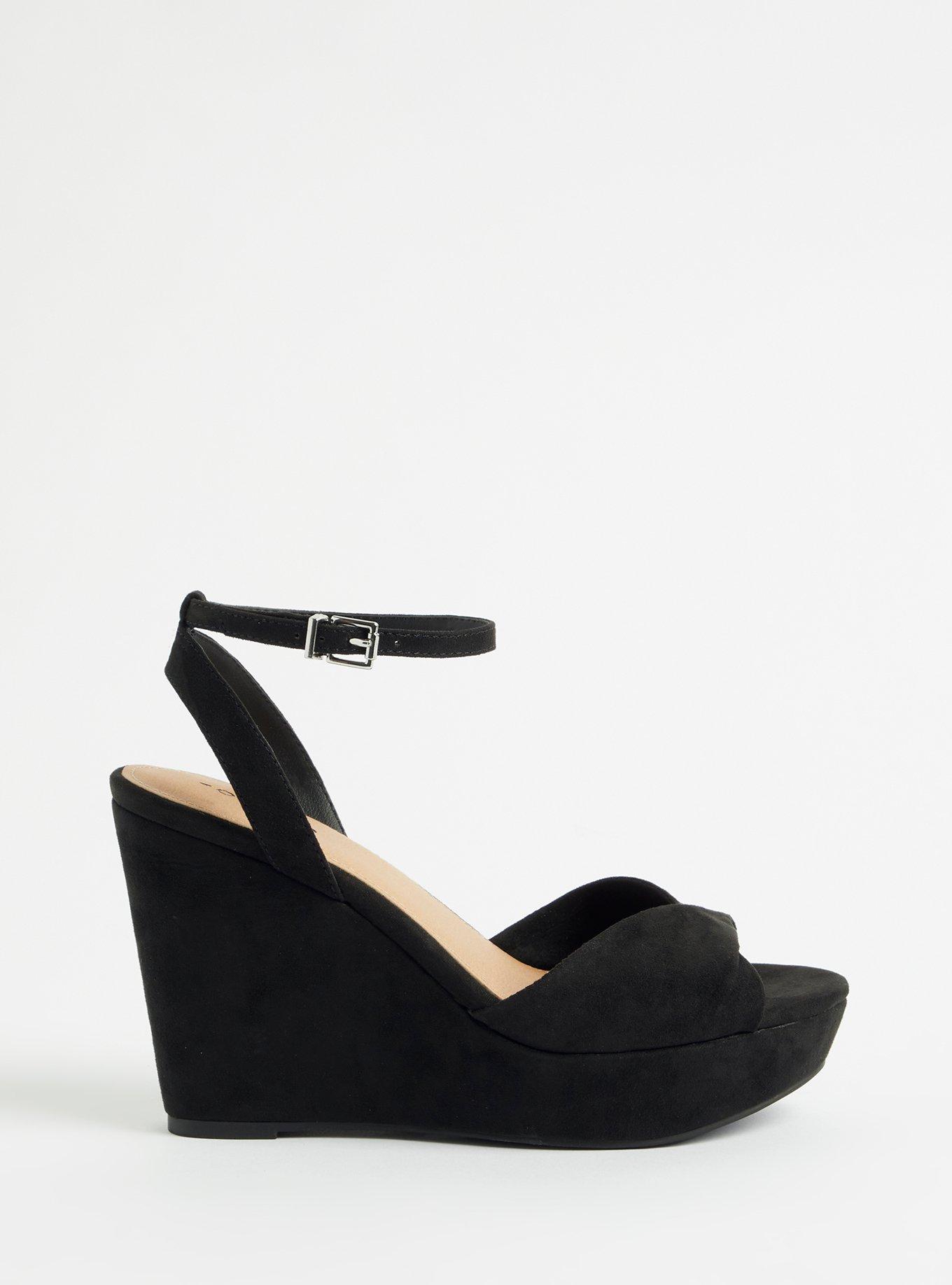 Plus Size - Twist Front Platform Wedge - Black (WW) - Torrid