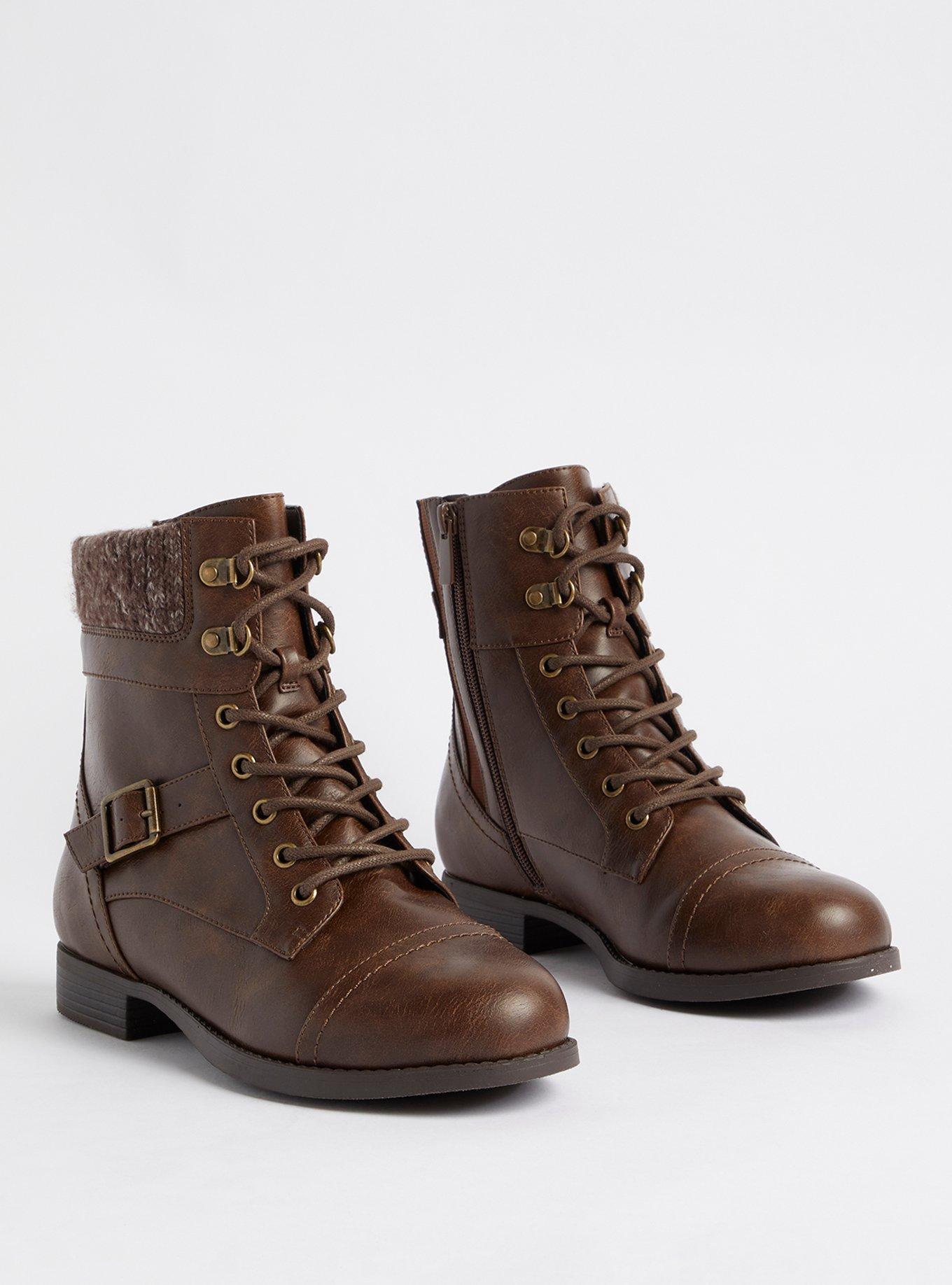Plus Size - Lace-Up Hiker Bootie - Brown (WW) - Torrid