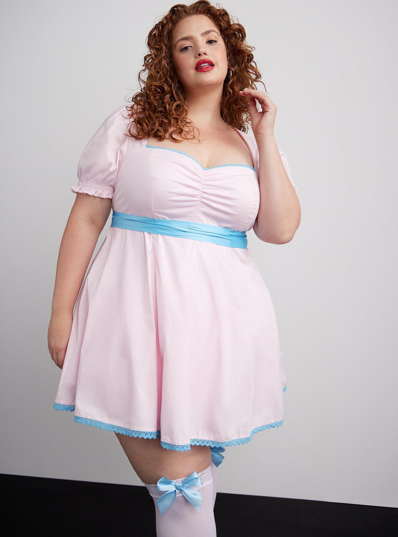 Plus Size - Halloween Costume Stretch Poplin Satin Classic Doll Dress ...