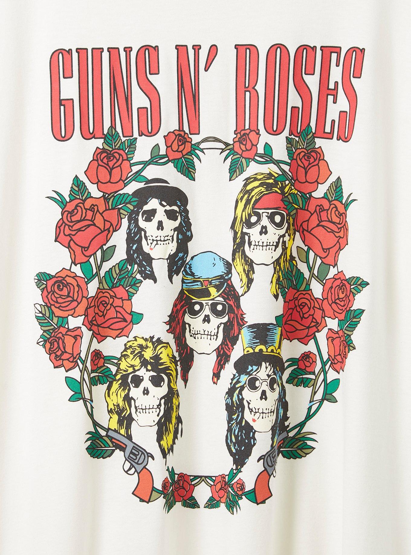 Plus Size - Classic Fit Crew Tee - Cotton Guns N' Roses Ivory - Torrid