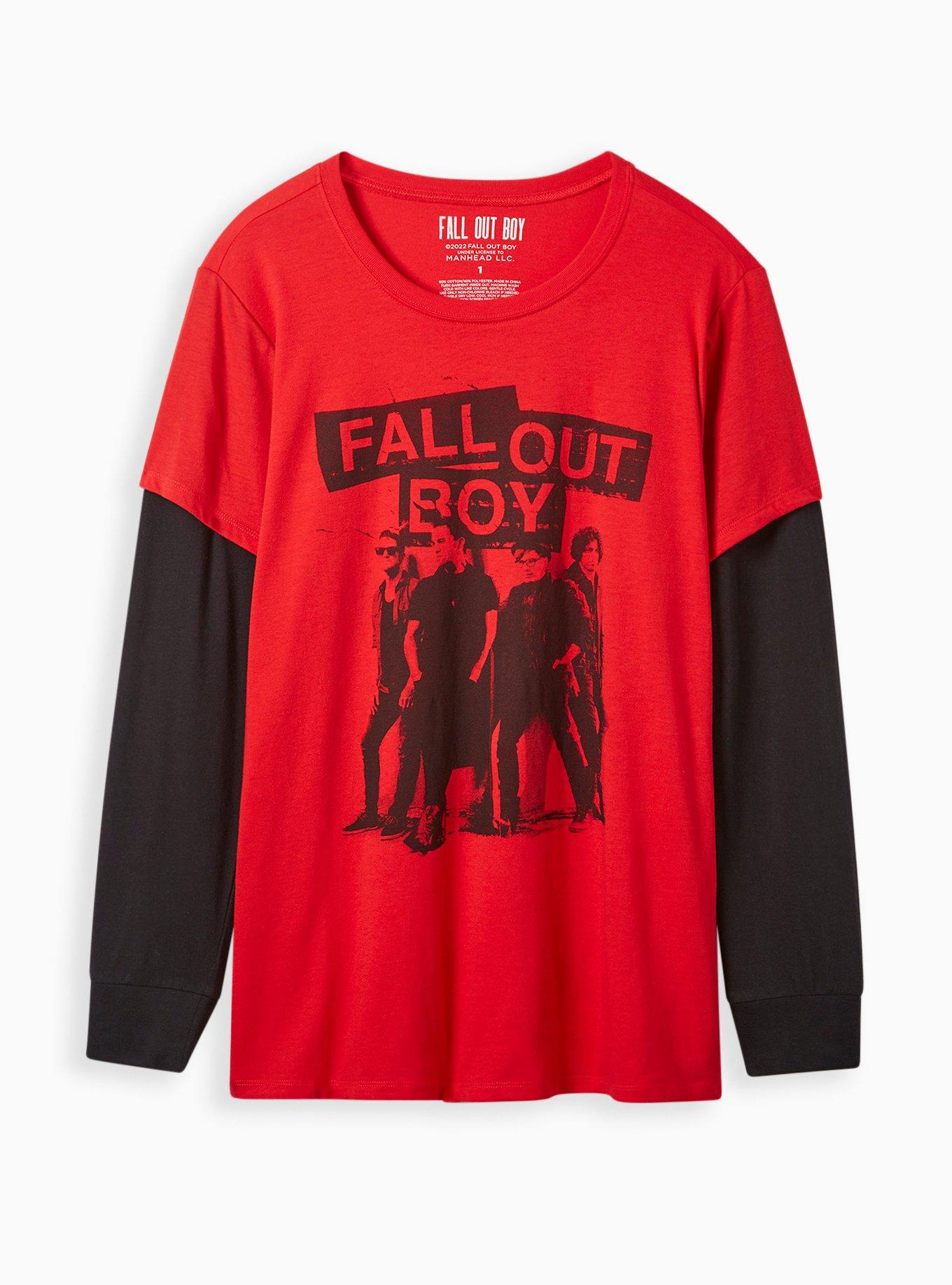 Plus Size - Fallout Boy Classic Fit Cotton Crew Neck Long Sleeve 2Fer ...