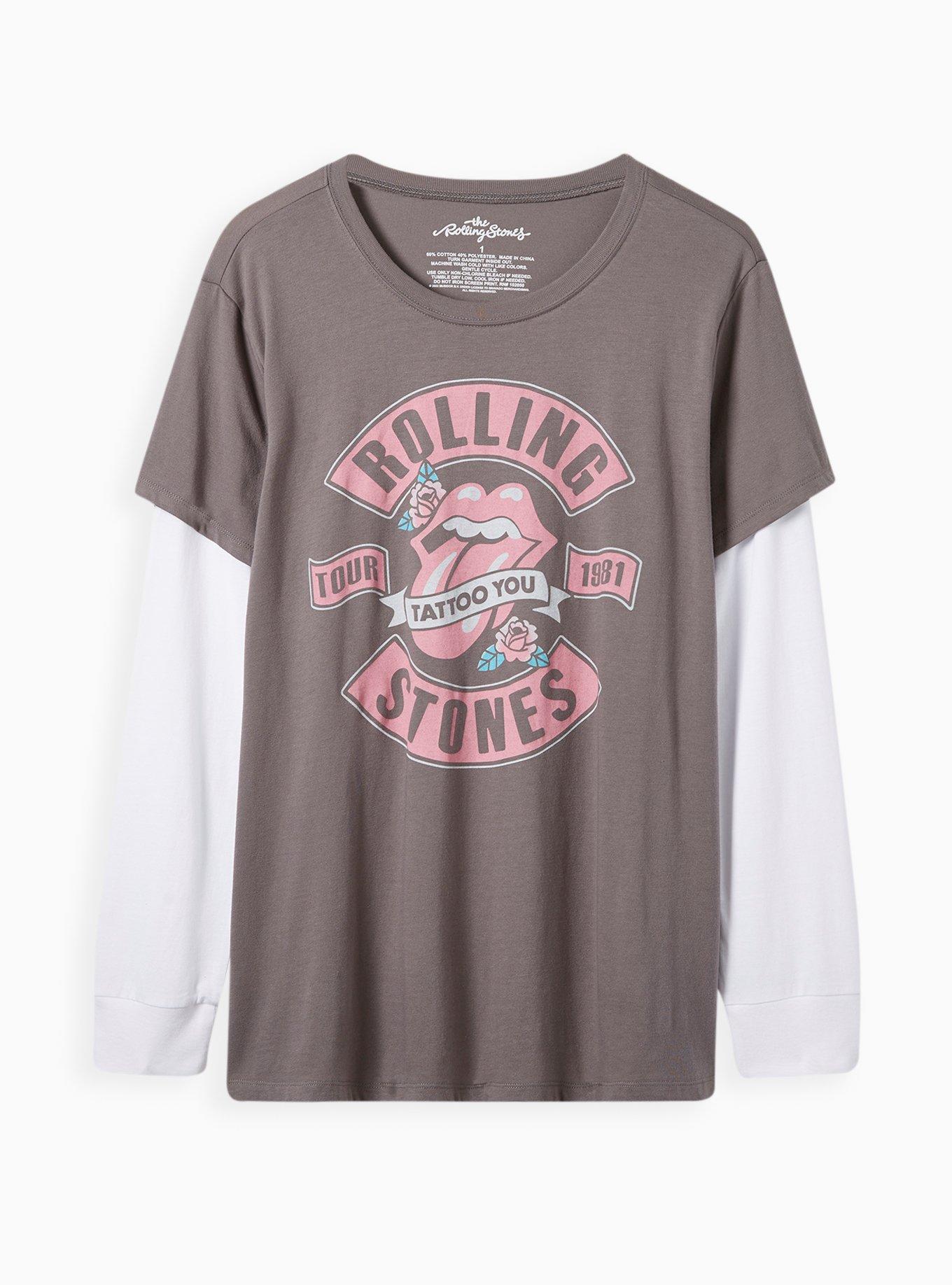 Plus Size - Rolling Stones Classic Fit Long Sleeve 2Fer Tee - Cotton ...
