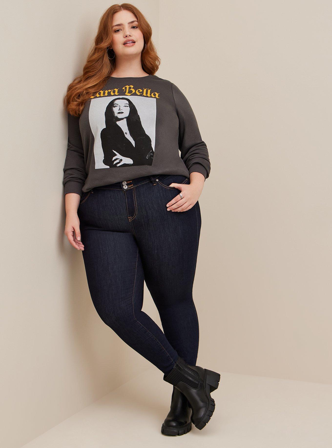 Plus Size - Addams Family Morticia Cozy Fleece Crew Neck Pullover ...