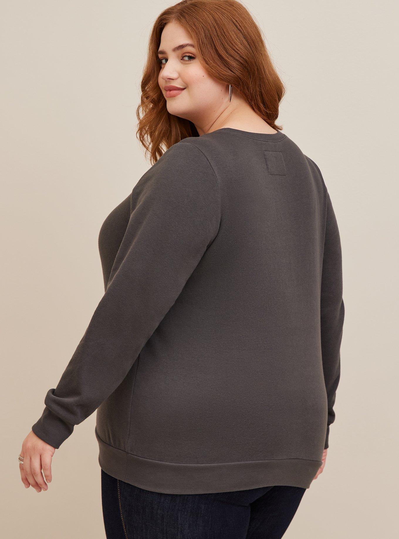 Plus Size - Addams Family Morticia Cozy Fleece Crew Neck Pullover ...