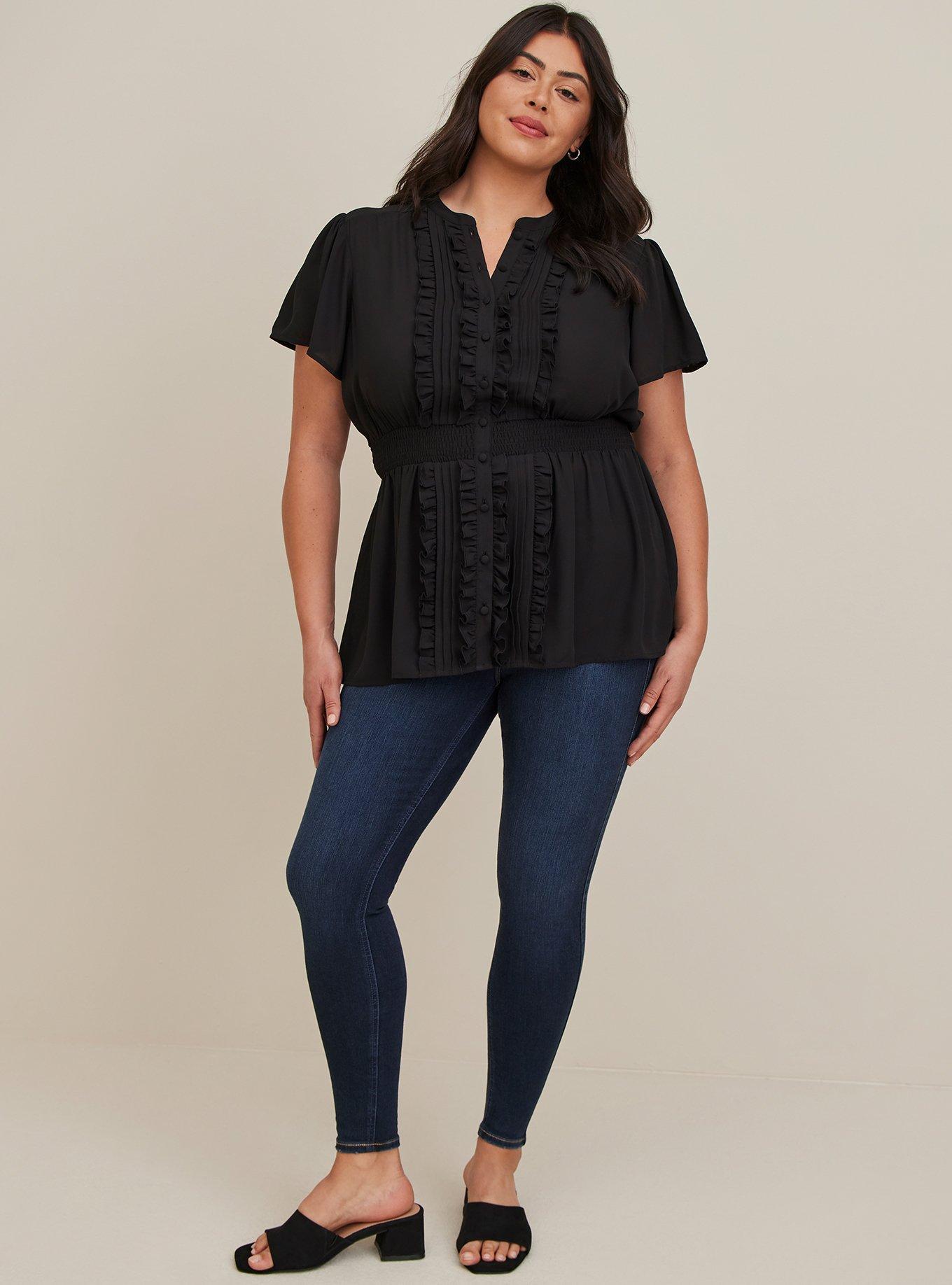 Plus Size - Georgette Ruffle Front Flutter Sleeve Blouse - Torrid