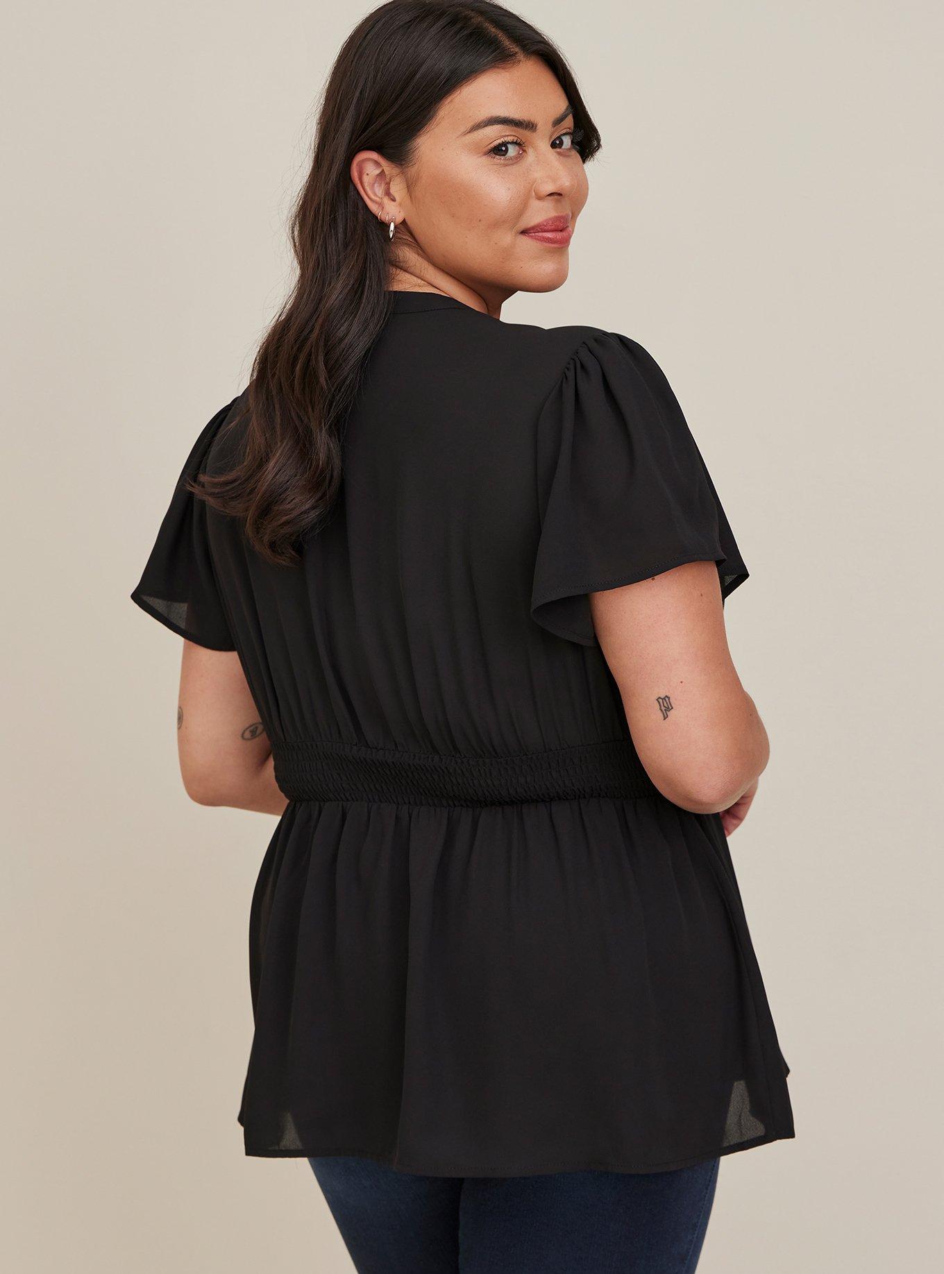 Plus Size - Georgette Ruffle Front Flutter Sleeve Blouse - Torrid