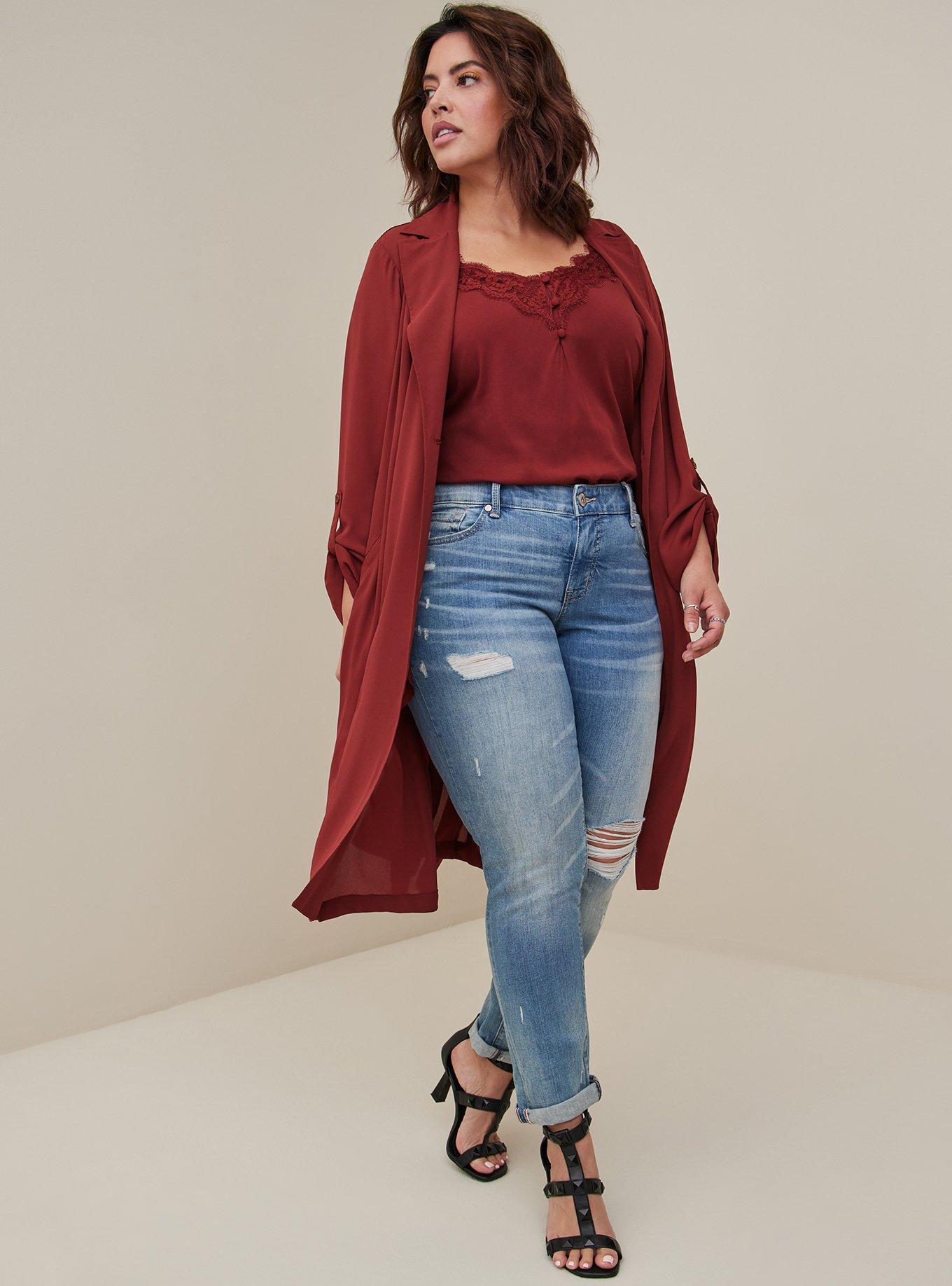 Plus Size - Drape Trench Jacket - Georgette Brown - Torrid