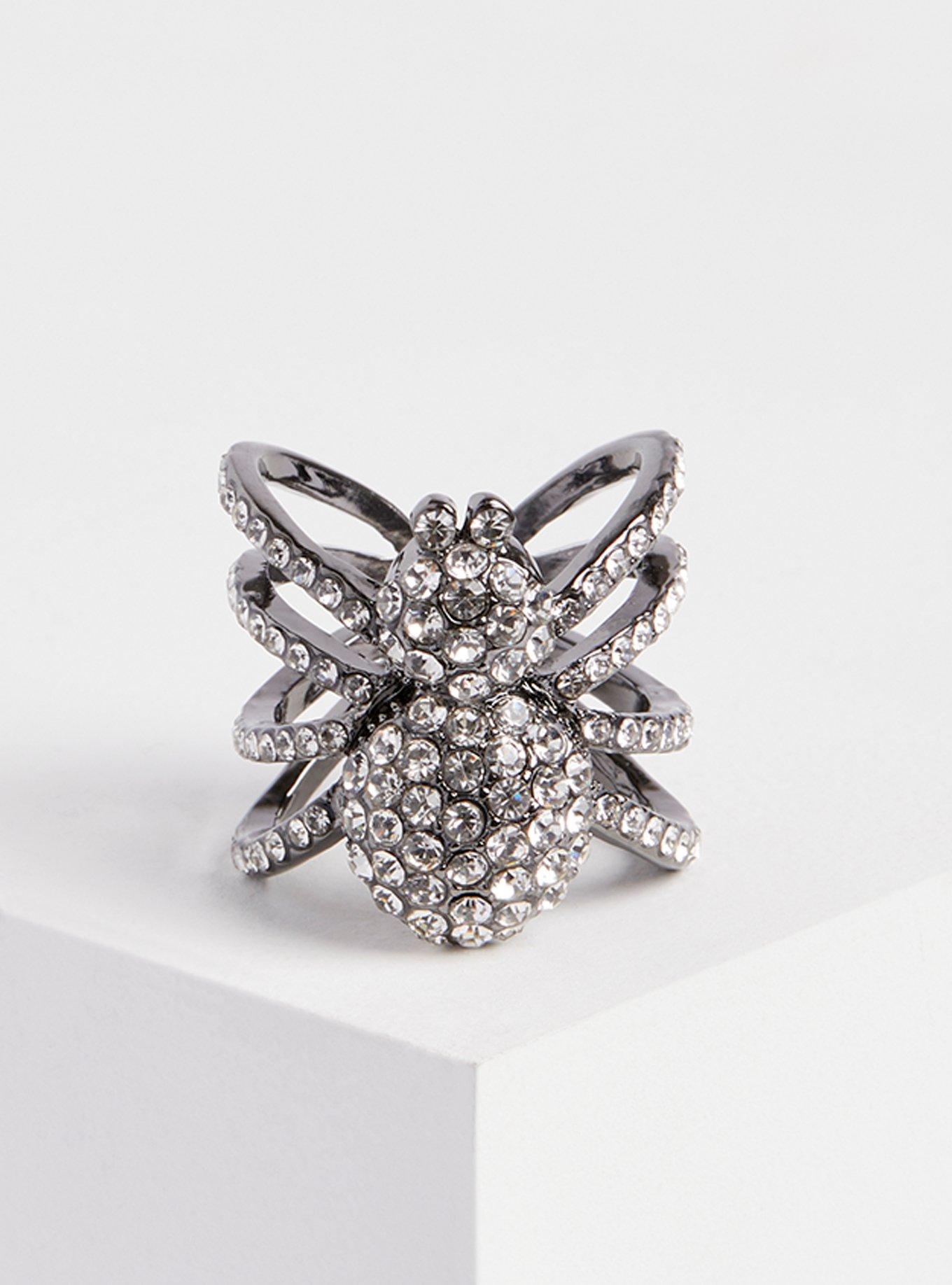 Plus Size - Crystal Spider Ring - Silver Tone - Torrid