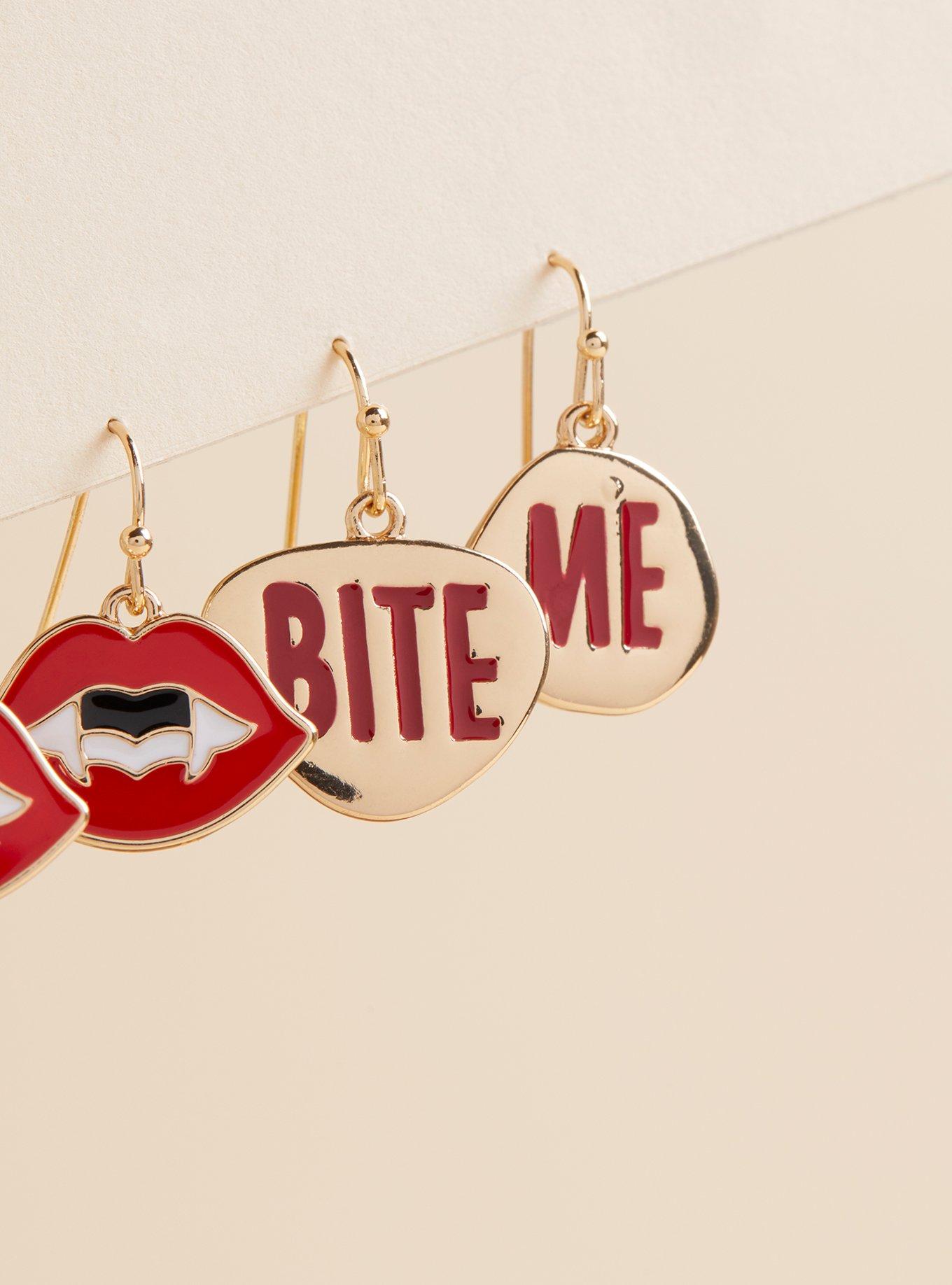 Plus Size - Halloween Bite Me Earring Set - Torrid