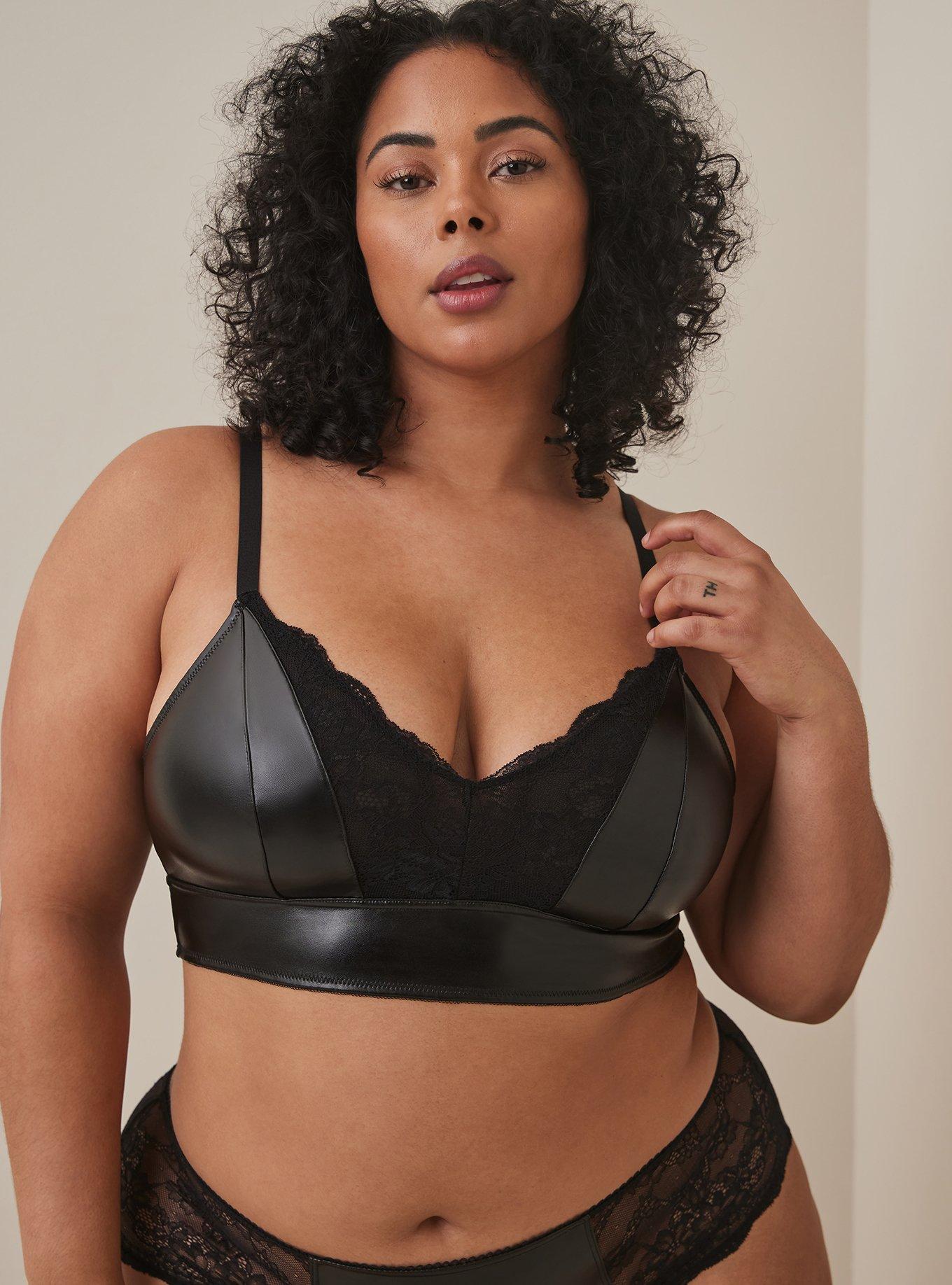 Plus Size - Pleather and Lace Bralette - Torrid