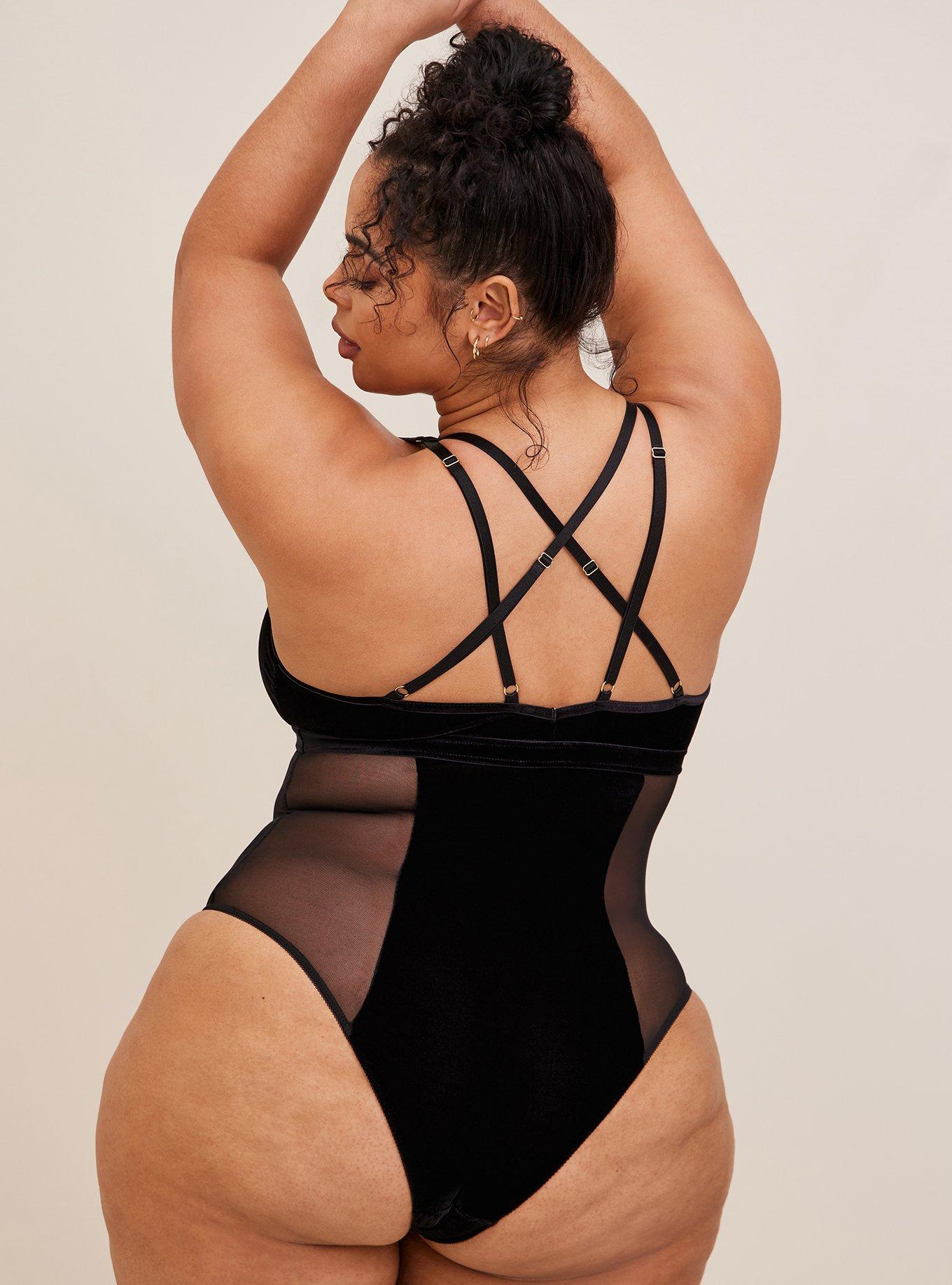 Plus Size - Velour and Mesh Bodysuit - Torrid