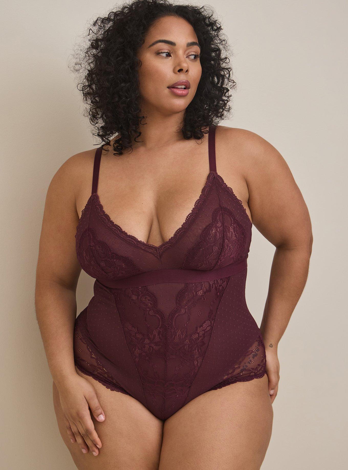 Plus Size - Dot And Lace Bodysuit - Torrid