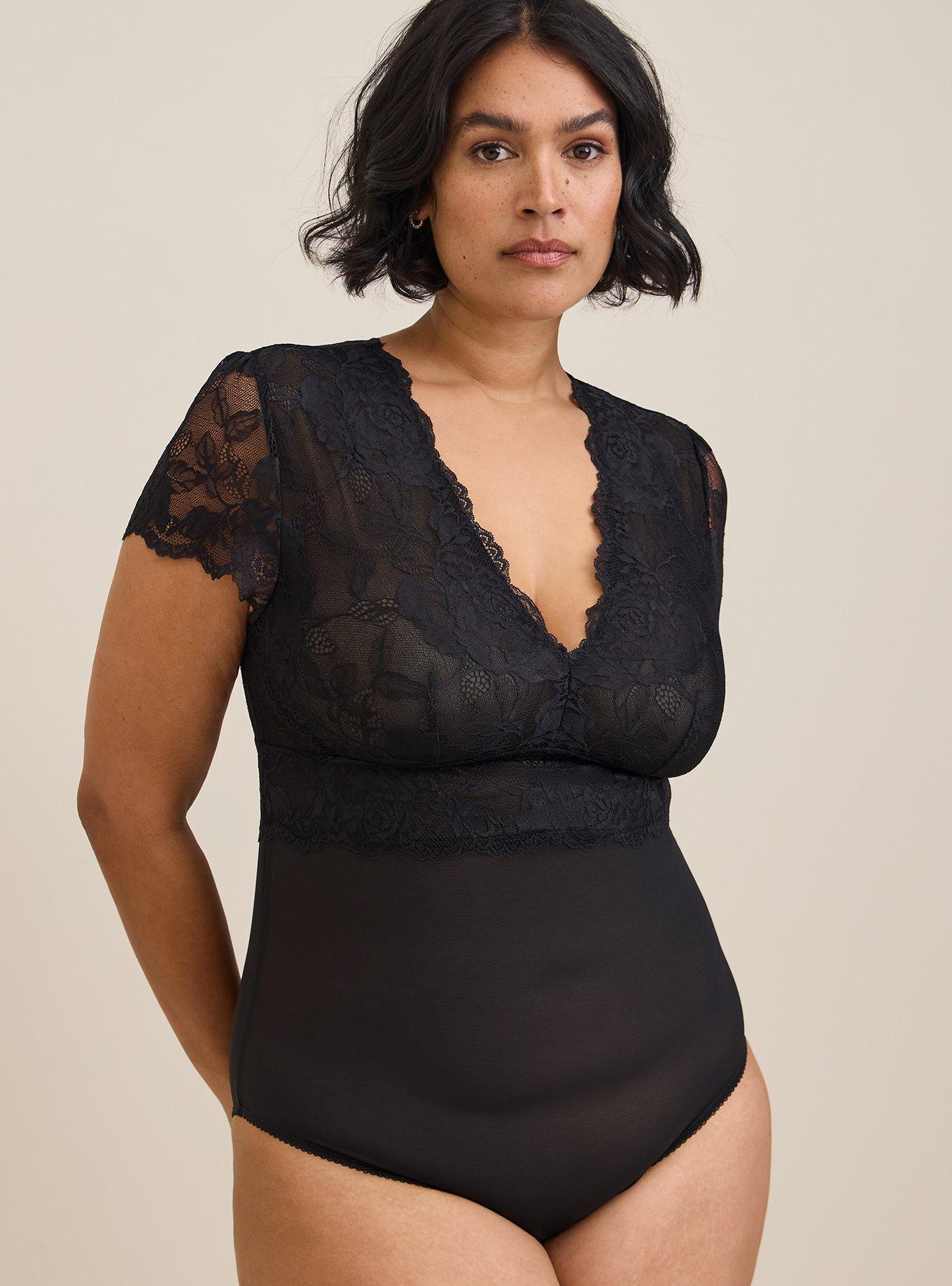 Plus Size - Floral Lace Short Sleeve Bodysuit - Torrid