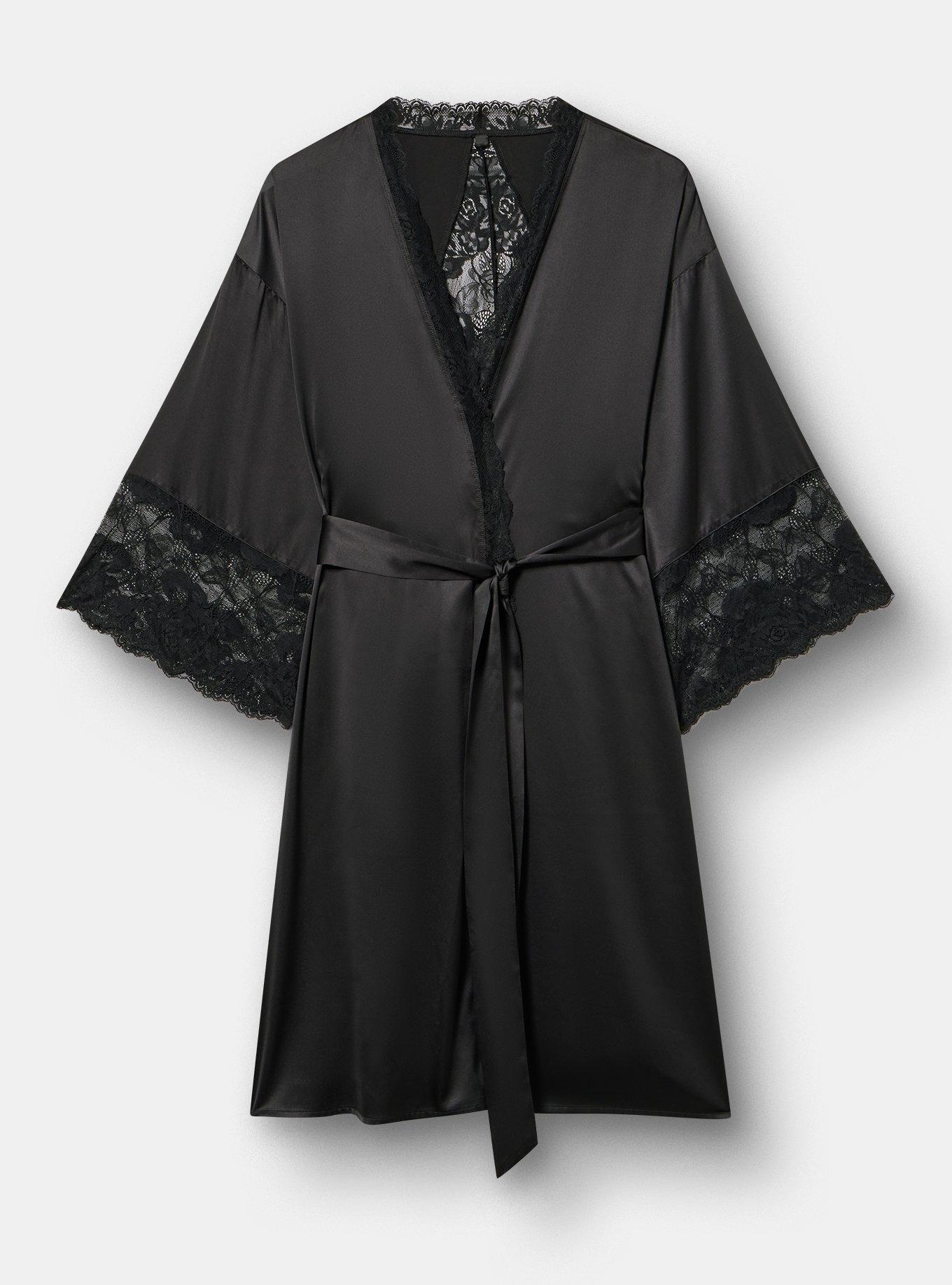 Plus Size - Satin And Lace Retro Robe - Torrid