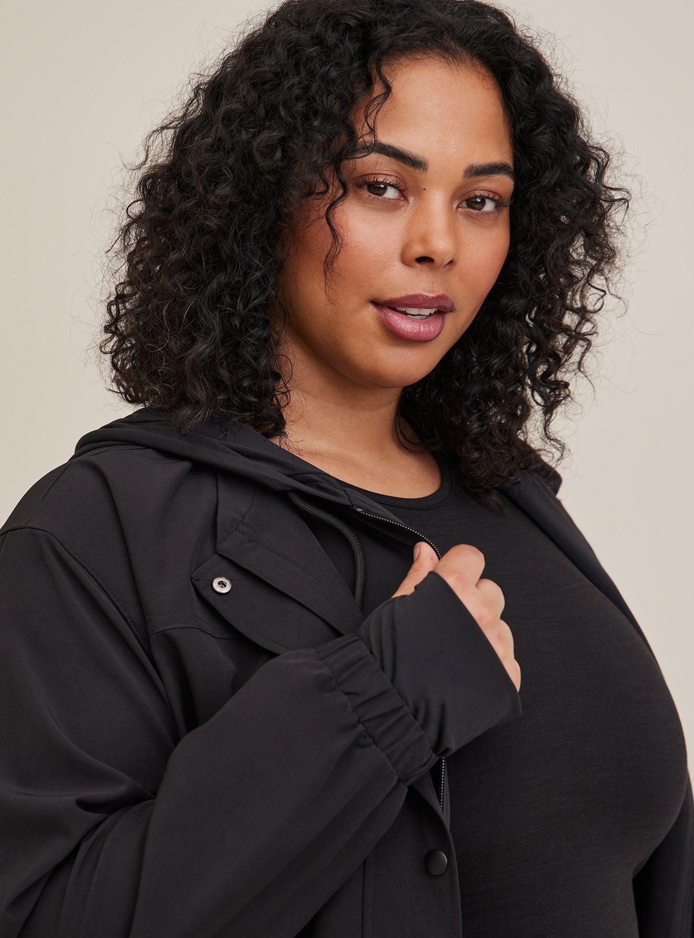 Plus Size - 2fer Light Weight Active Jacket - Stretch Woven Black - Torrid