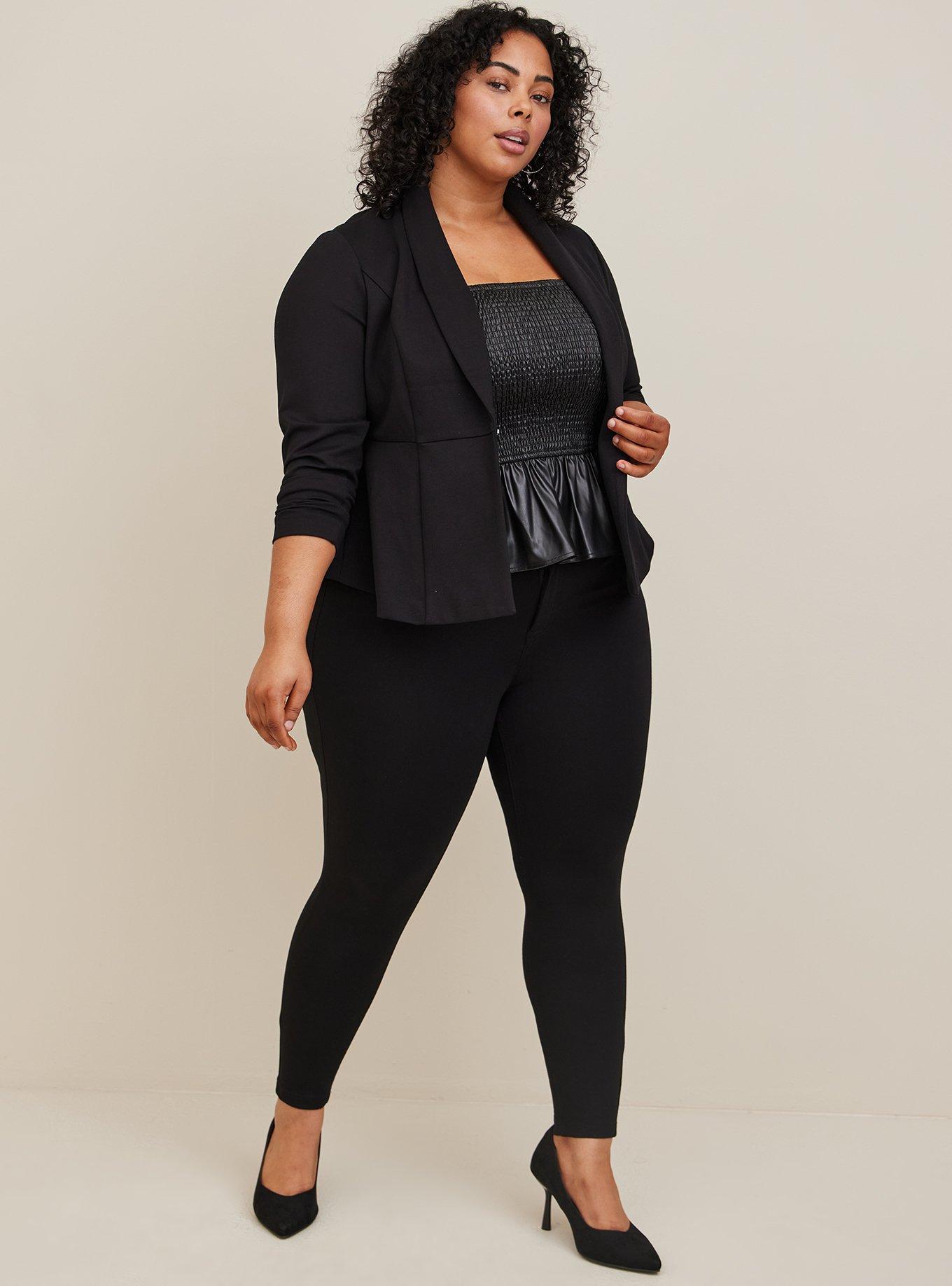 Plus Size - Peplum Faux Leather Smocked Top - Torrid