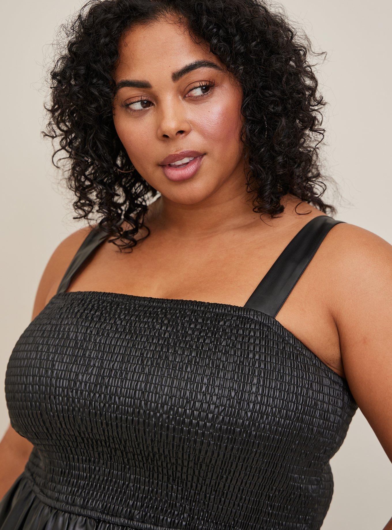 Plus Size - Peplum Faux Leather Smocked Top - Torrid
