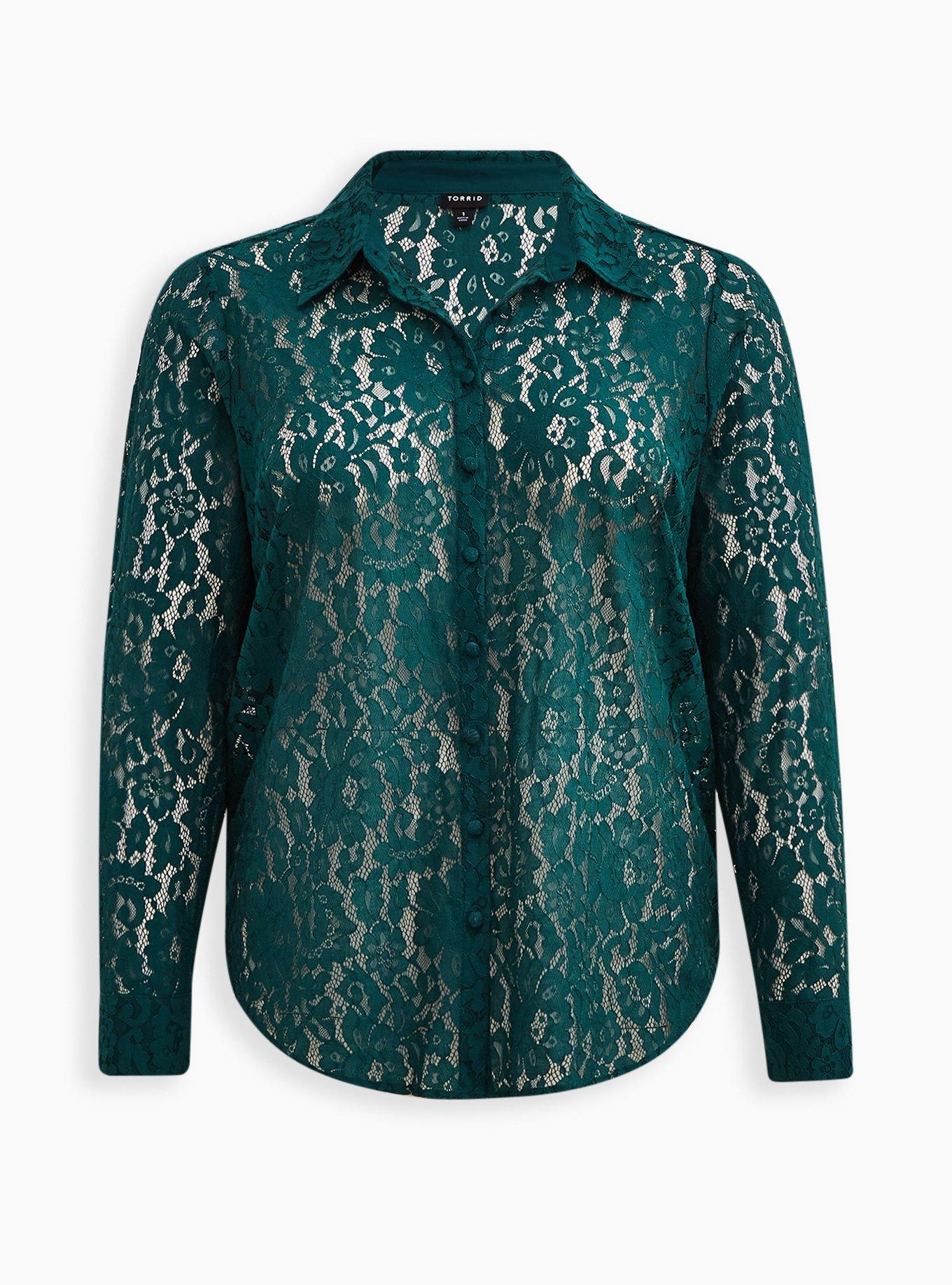 Plus Size - Madison Lace Button Down Blouse - Torrid