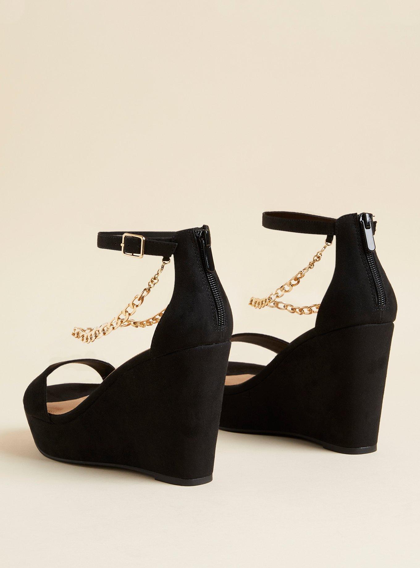Plus Size - Chain Strap Platform Wedge - Black (WW) - Torrid