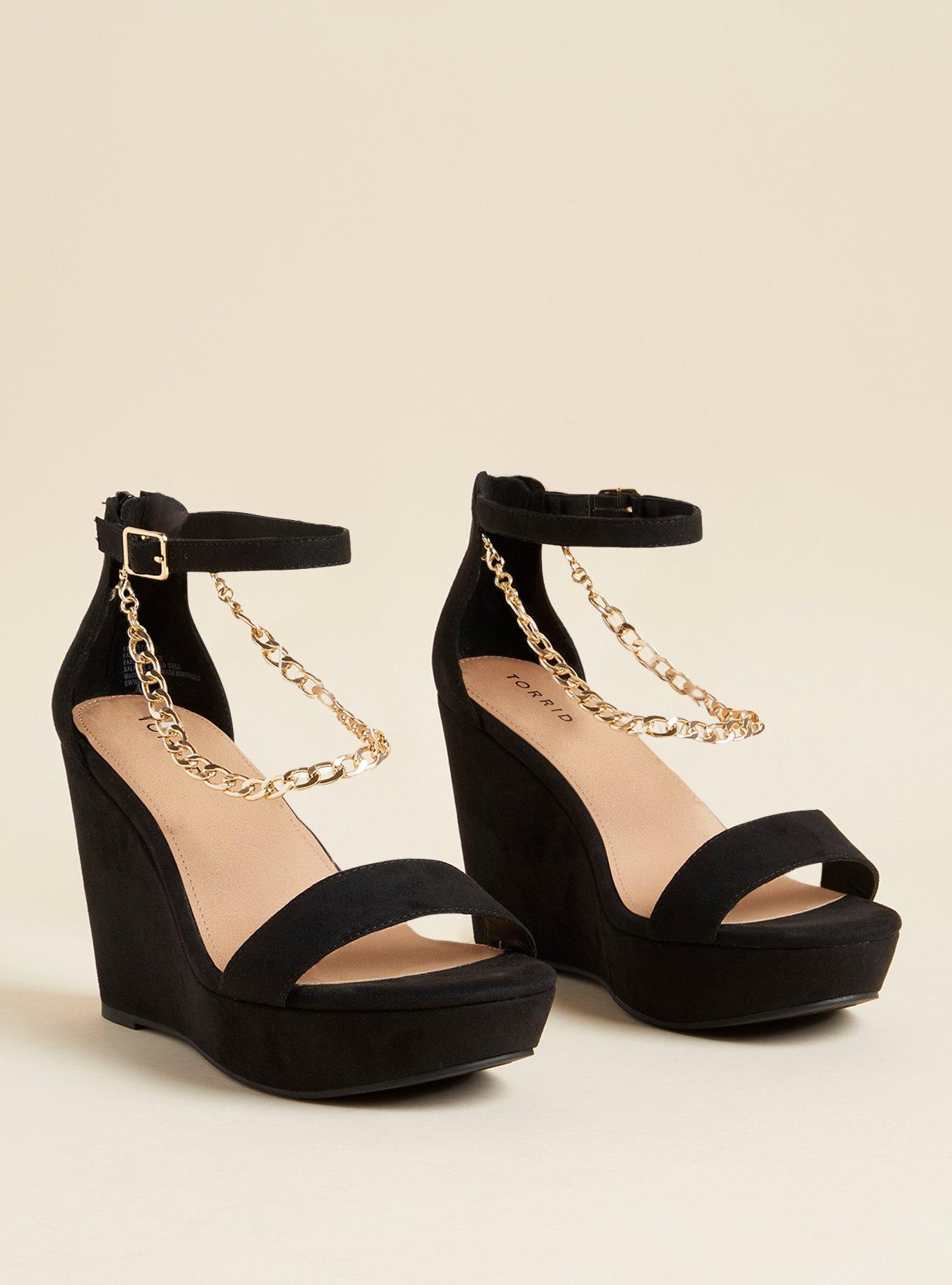 Plus Size - Chain Strap Platform Wedge - Black (WW) - Torrid