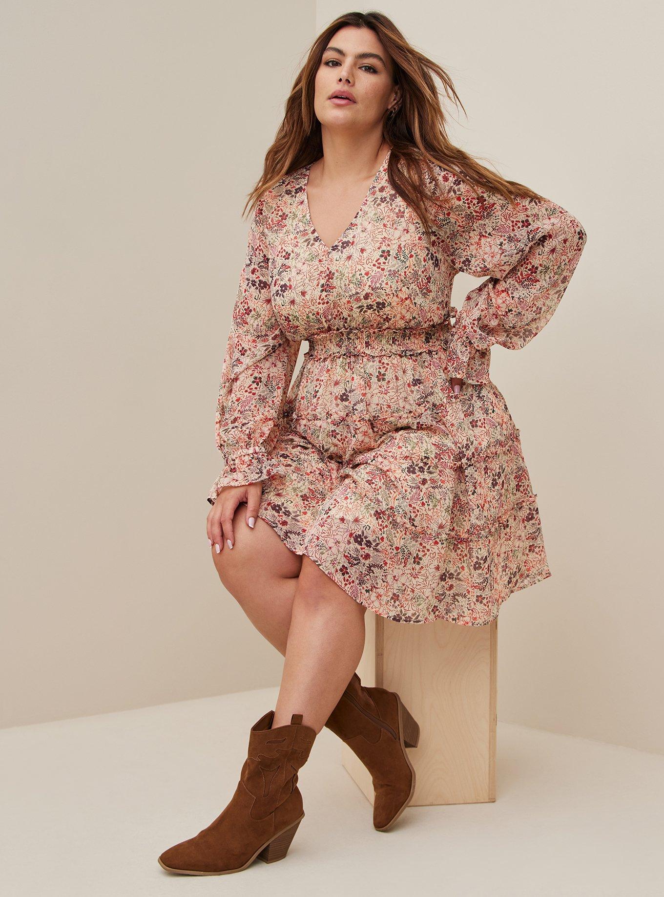 Plus Size - Mini Lurex Chiffon Tiered Dress - Torrid