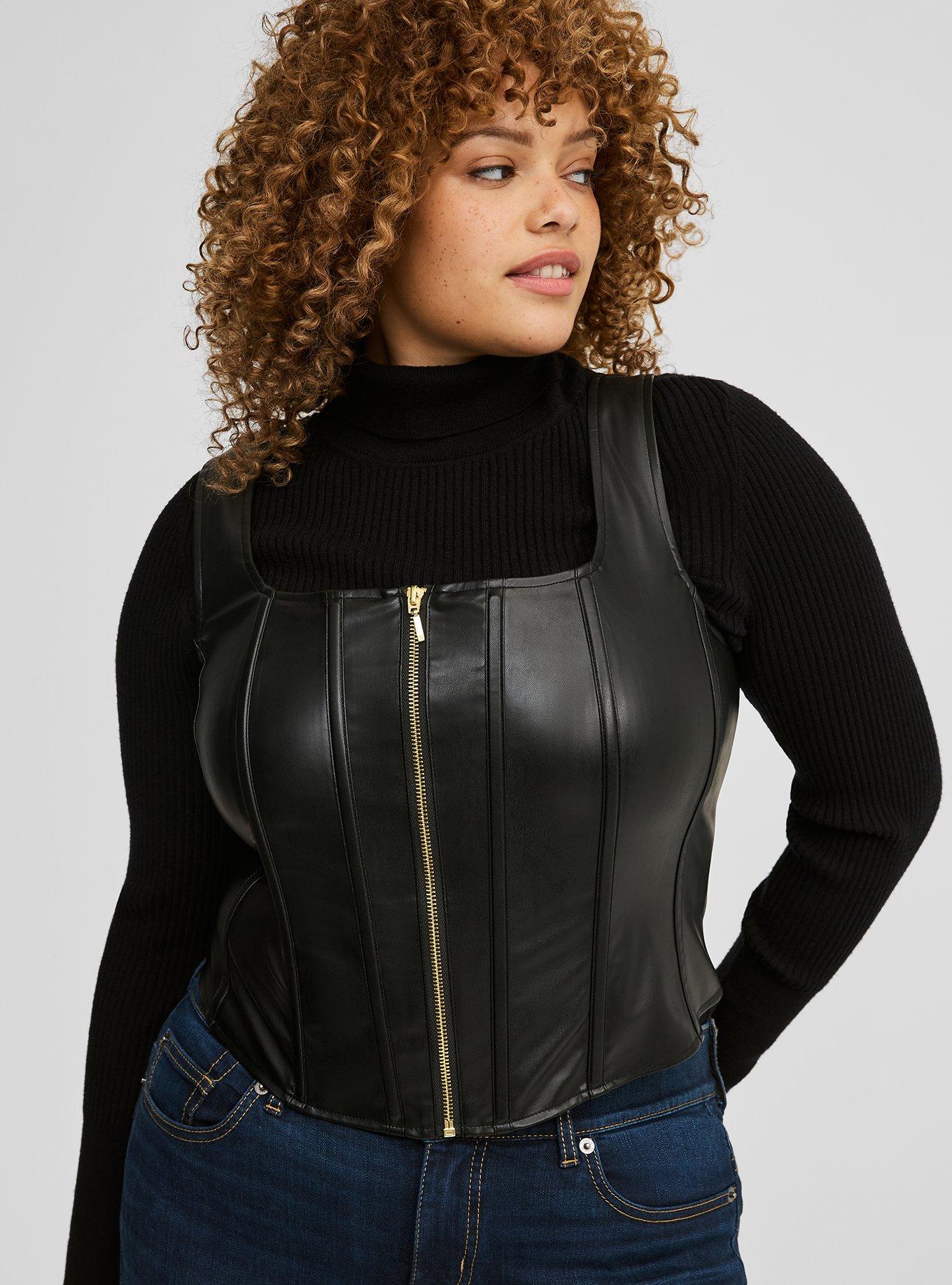 Plus Size - Faux Leather Zip Front Corset - Torrid