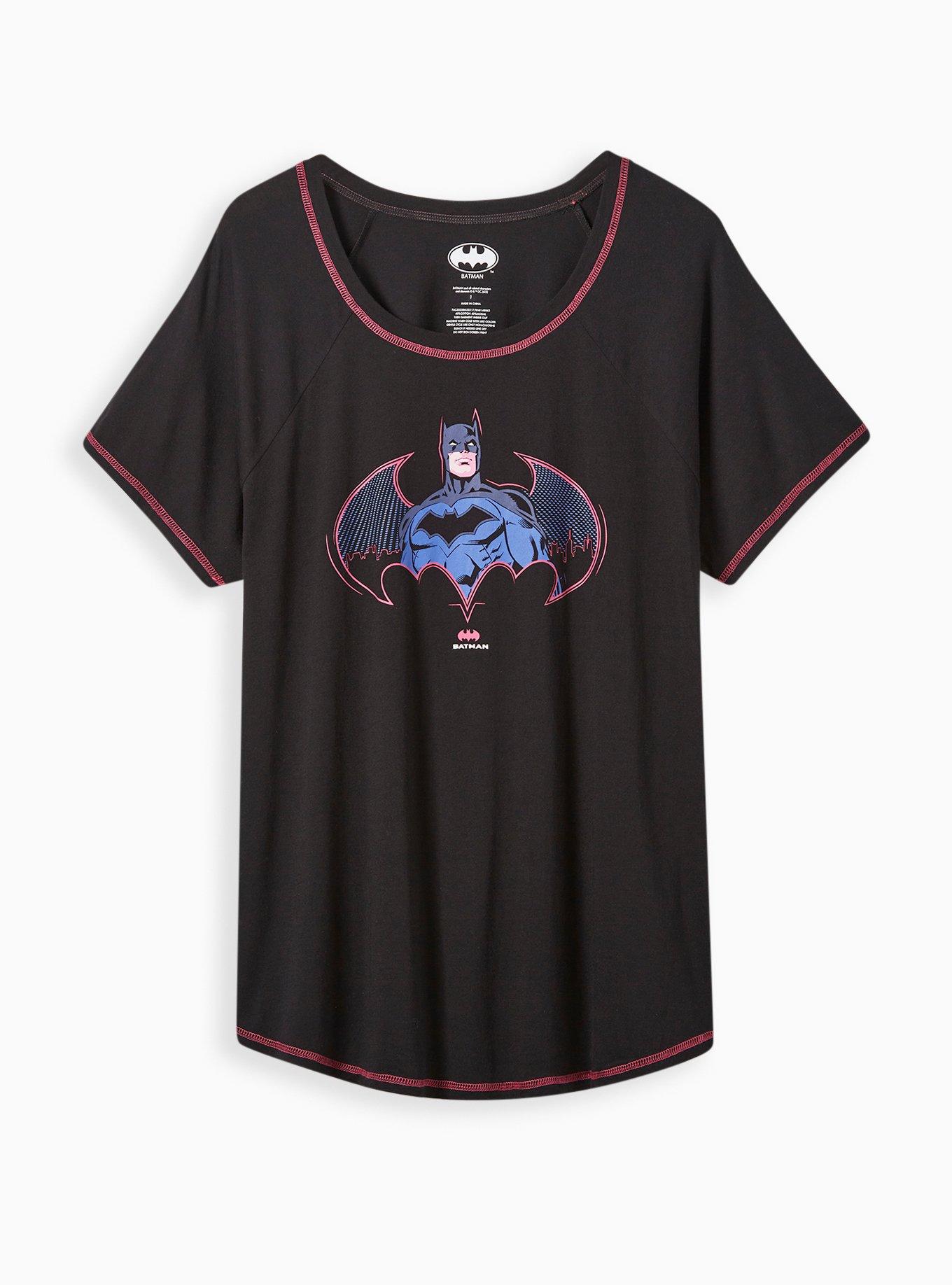 Plus Size - Warner Bros. Batman Bat Crest Cotton Crew Neck Raglan Top ...