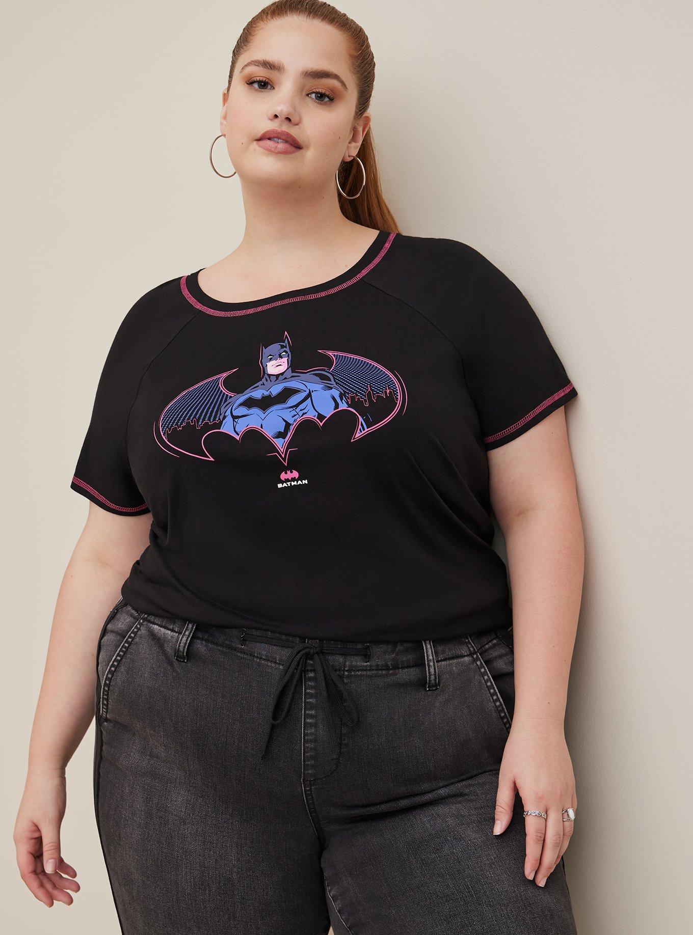 Plus Size - Warner Bros. Batman Bat Crest Cotton Crew Neck Raglan Top ...