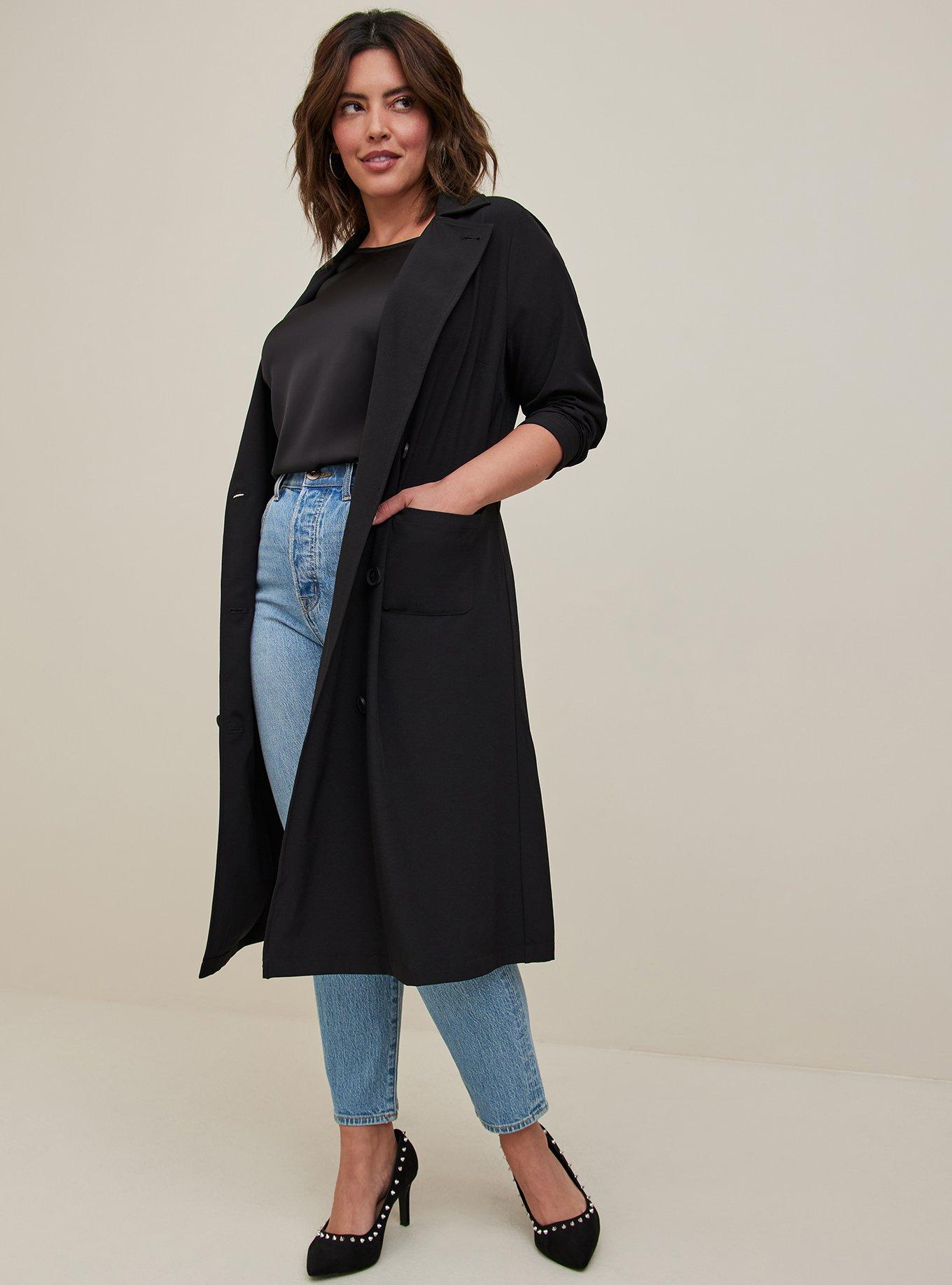 Plus Size - Studio Crepe Long Trench Coat - Torrid