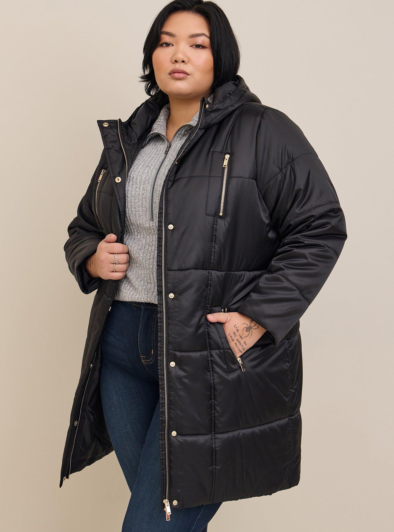 Plus Size - Nylon Zip Front Puffer Jacket - Torrid