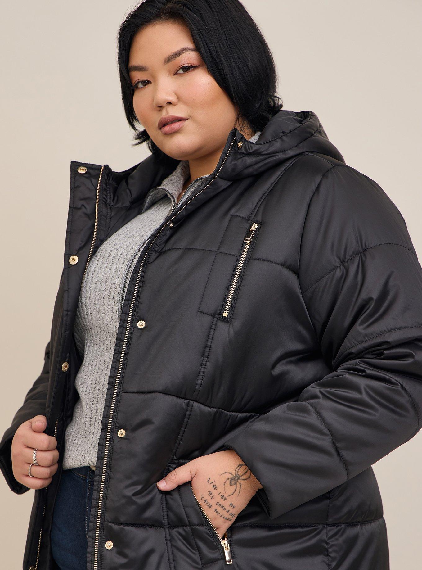 Plus Size - Nylon Zip Front Puffer Jacket - Torrid