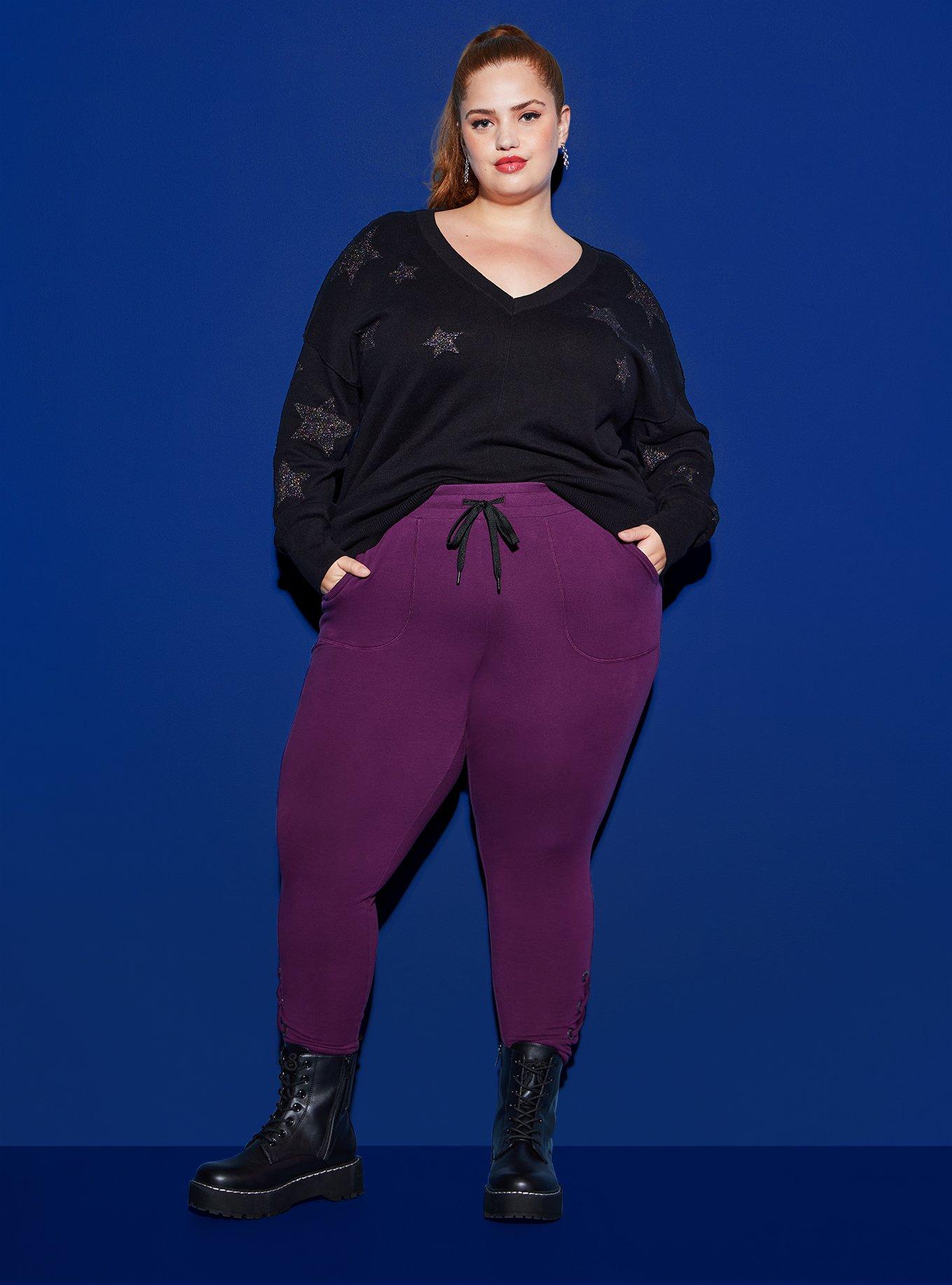 Plus Size - LoveSick Skinny Everyday Fleece Lace Up Pant - Torrid