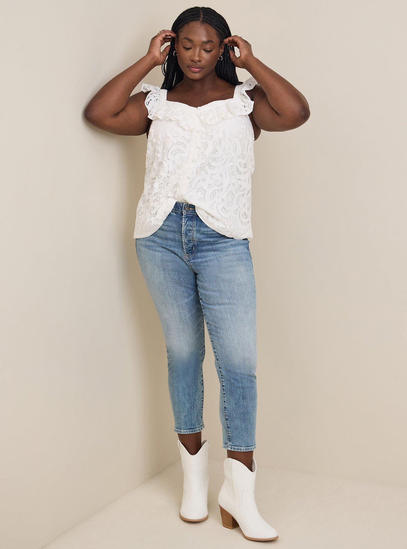 Plus Size - Lace Ruffle Short Sleeve Crop Top - Torrid