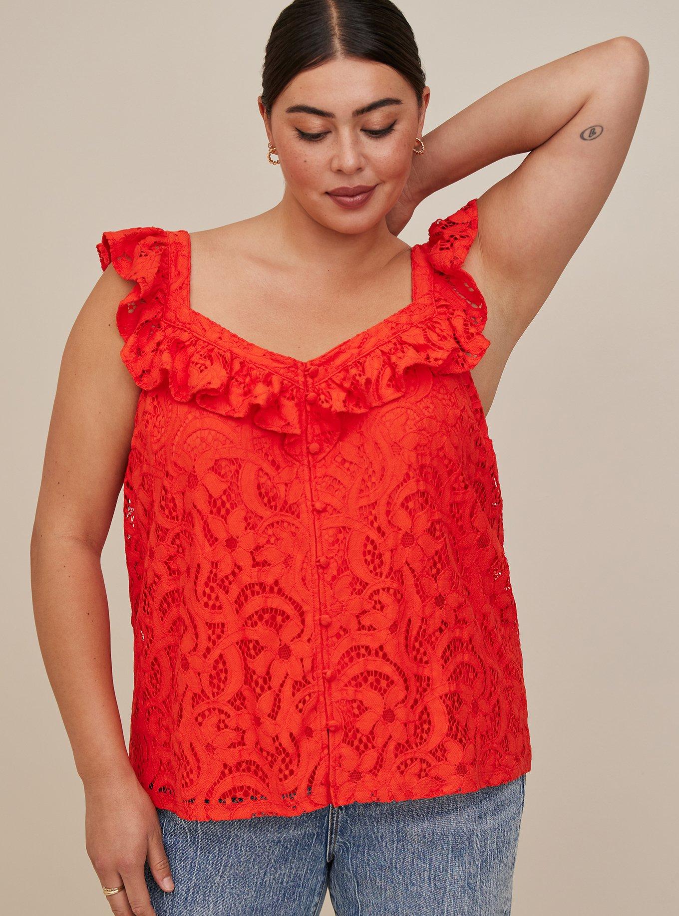 Plus Size - Ruffle Cami - Cotton Lace Orange - Torrid