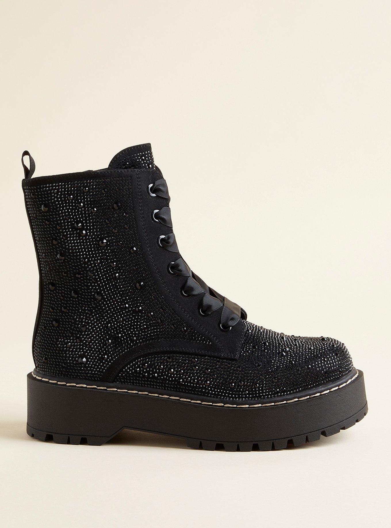 Plus Size - Betsey Johnson Rhinestone Combat Bootie (WW) - Torrid