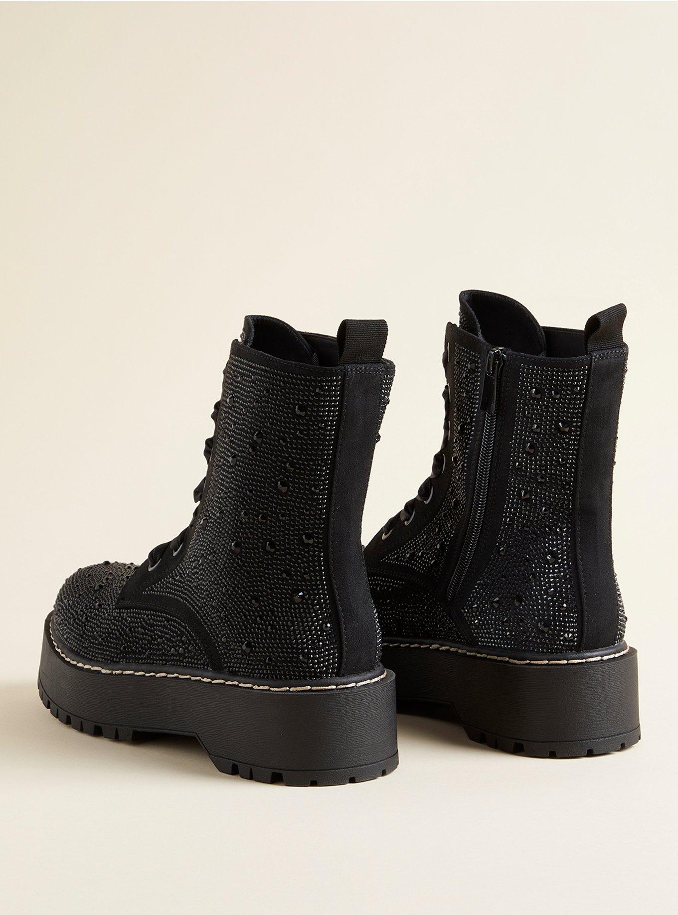 Plus Size - Betsey Johnson Rhinestone Combat Bootie (WW) - Torrid