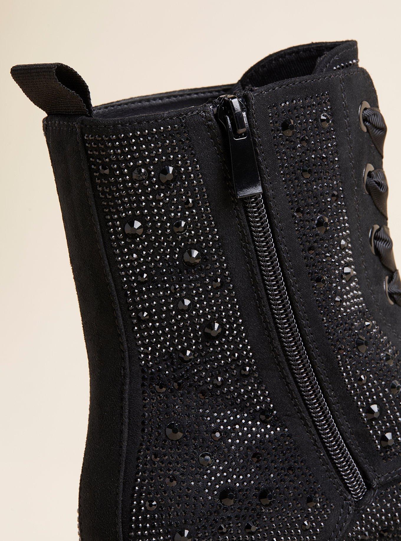Plus Size - Betsey Johnson Rhinestone Combat Bootie (WW) - Torrid