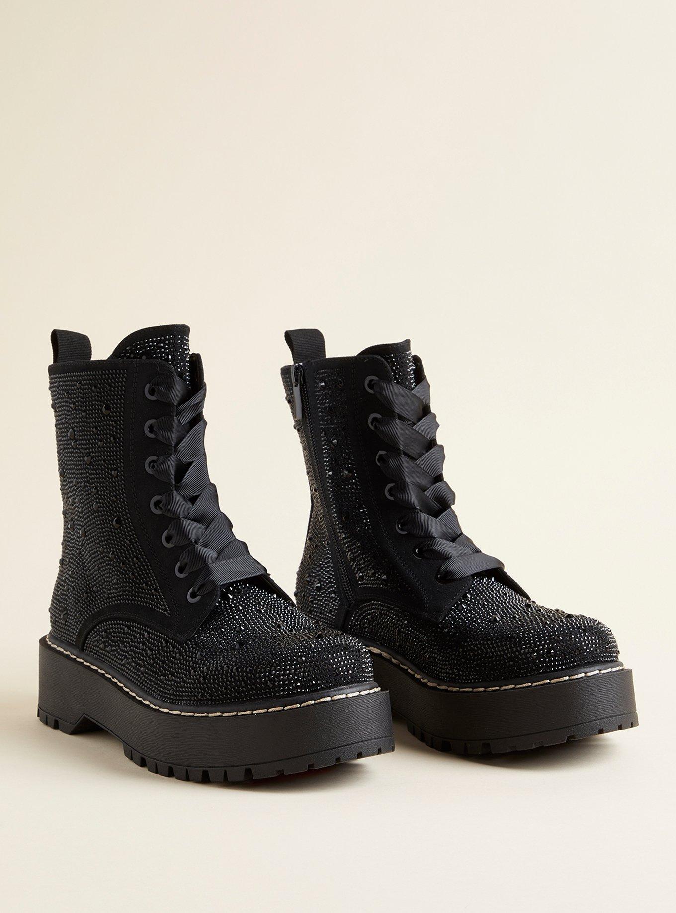 Plus Size - Betsey Johnson Rhinestone Combat Bootie (WW) - Torrid