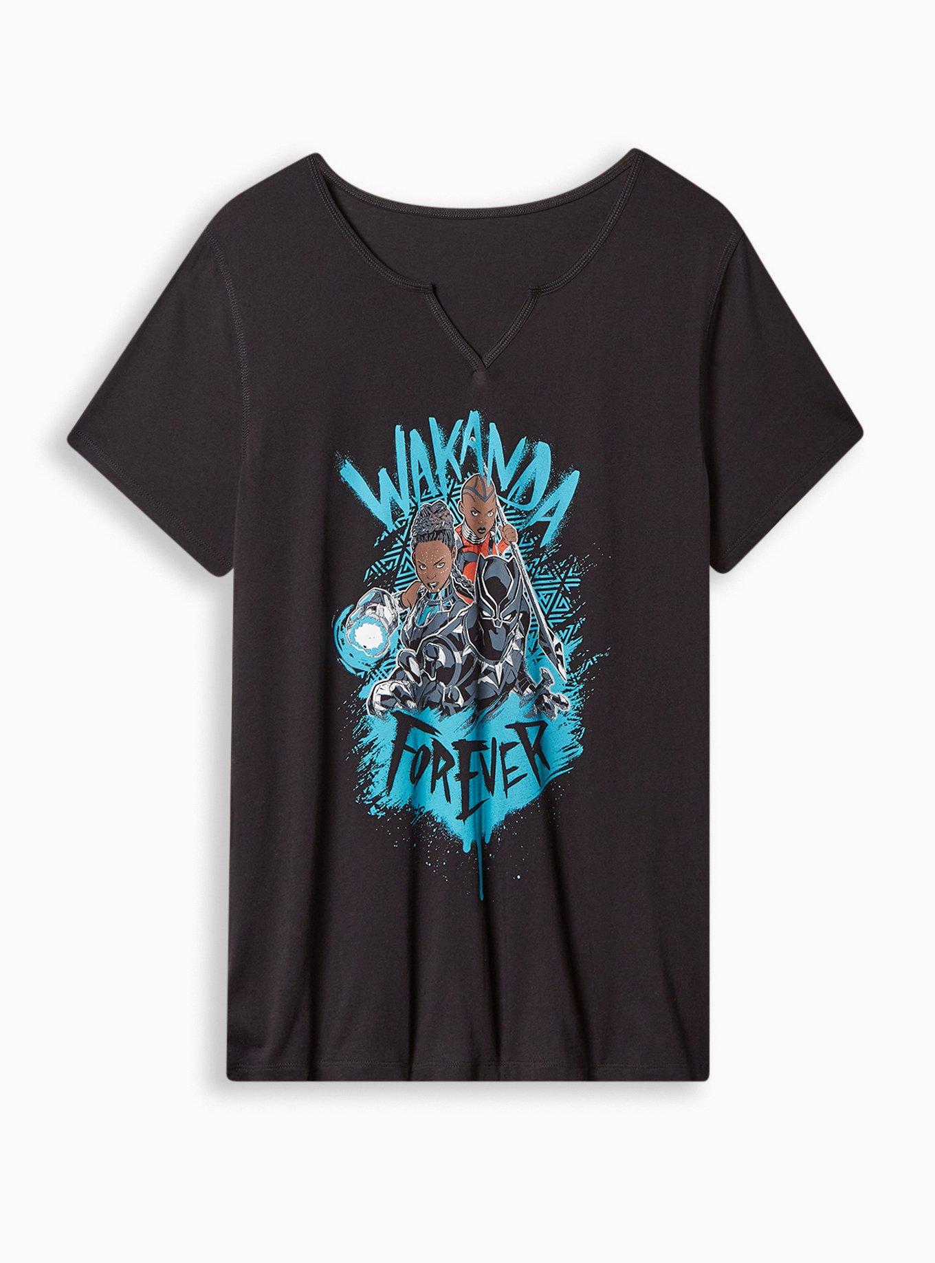 Plus Size - Marvel Black Panther Wakanda Forever Split Neck Top - Torrid